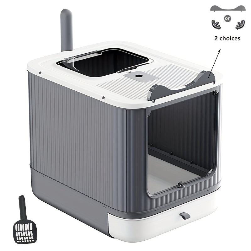 Extra Large Foldable Cat Litter Box with Fully Enclosed Drawer - Splash ...