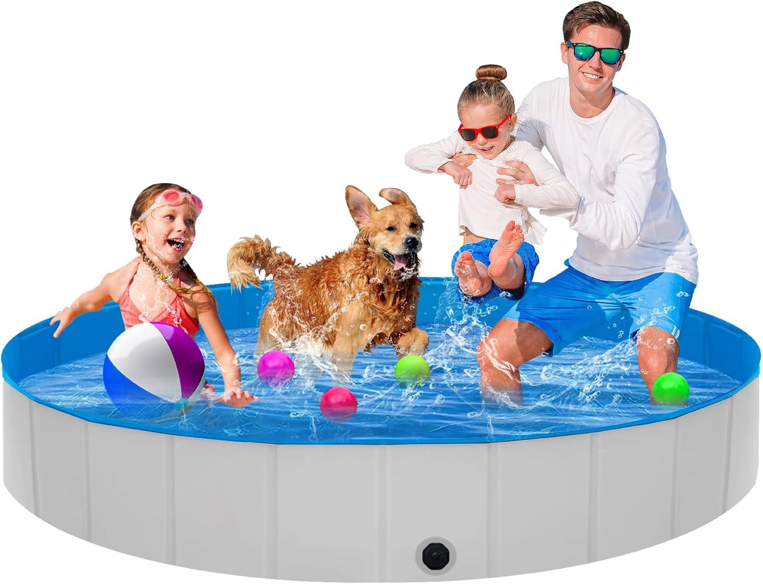 Extra Large Foldable Dog Pool,71"x 12" Portable Anti-Slip Kiddie Pool ...