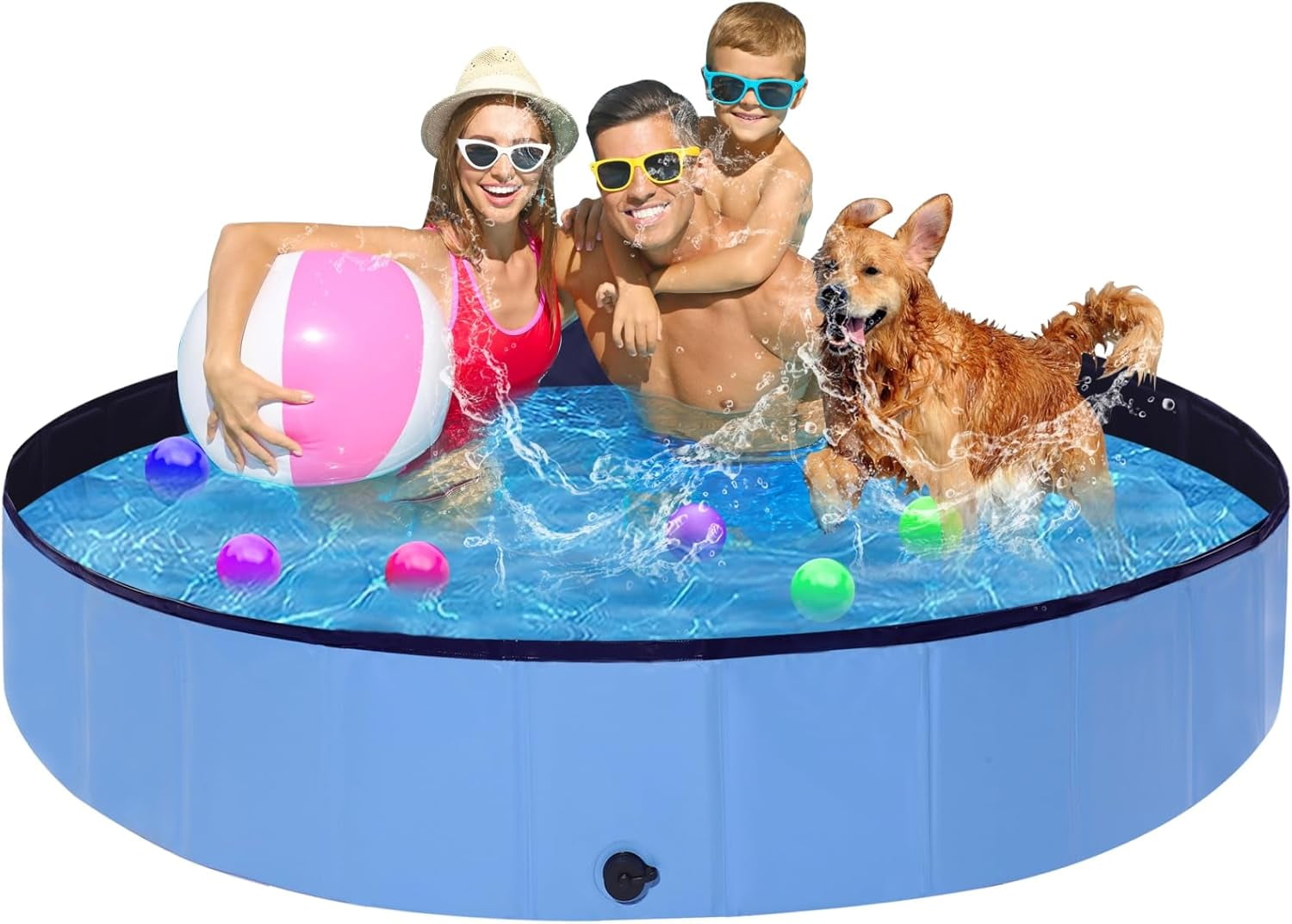 Extra Large Foldable Dog Pool,71"x 12" Portable Anti-Slip Kiddie Pool ...