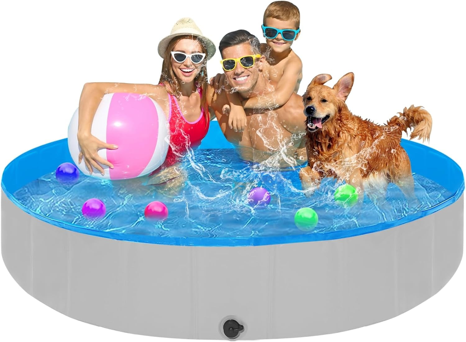 Extra Large Foldable Dog Pool,79"x12" Anti-Slip Collapsible Dog ...
