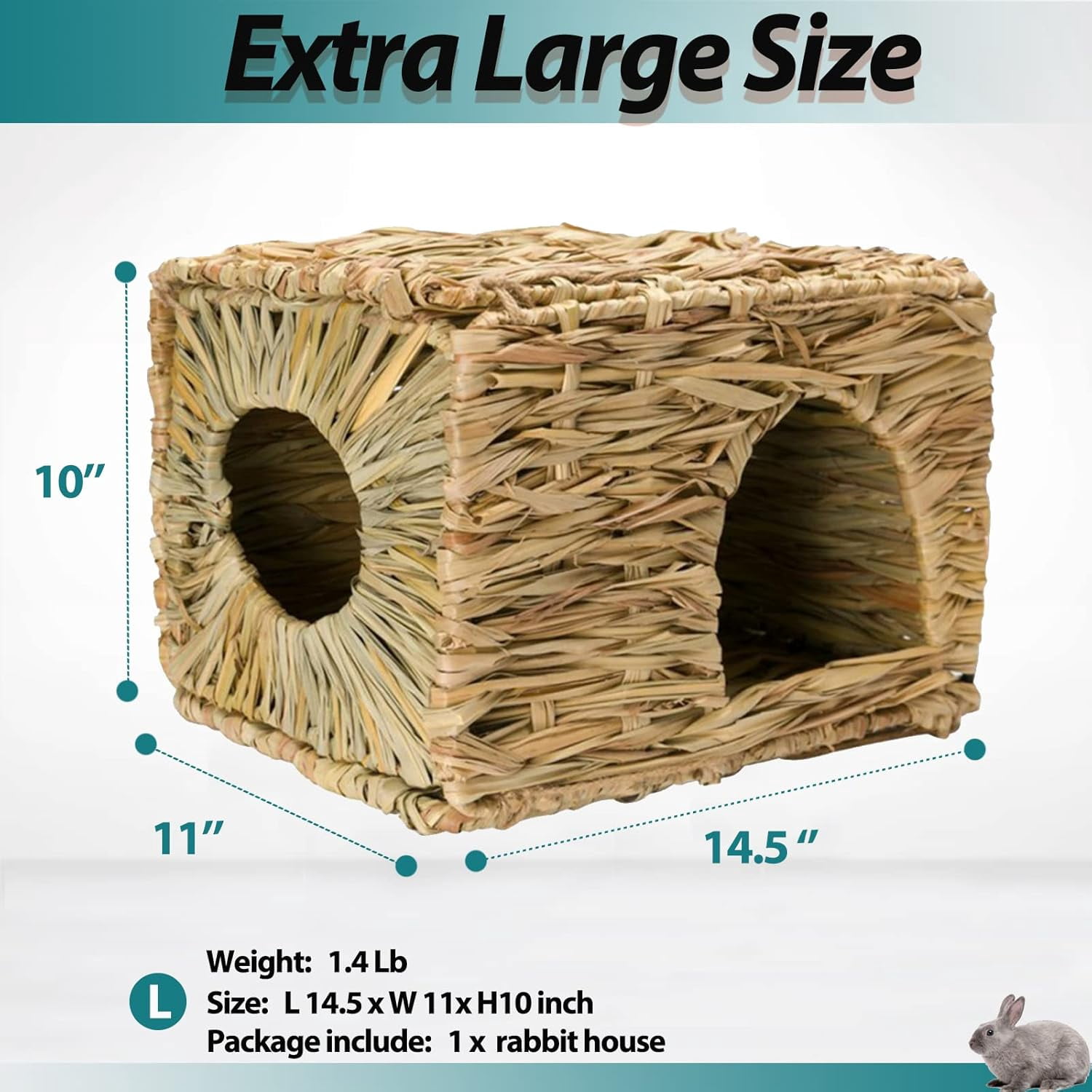 Extra Large Foldable Rabbit Grass House - Small Animal Hideaway Bed ...
