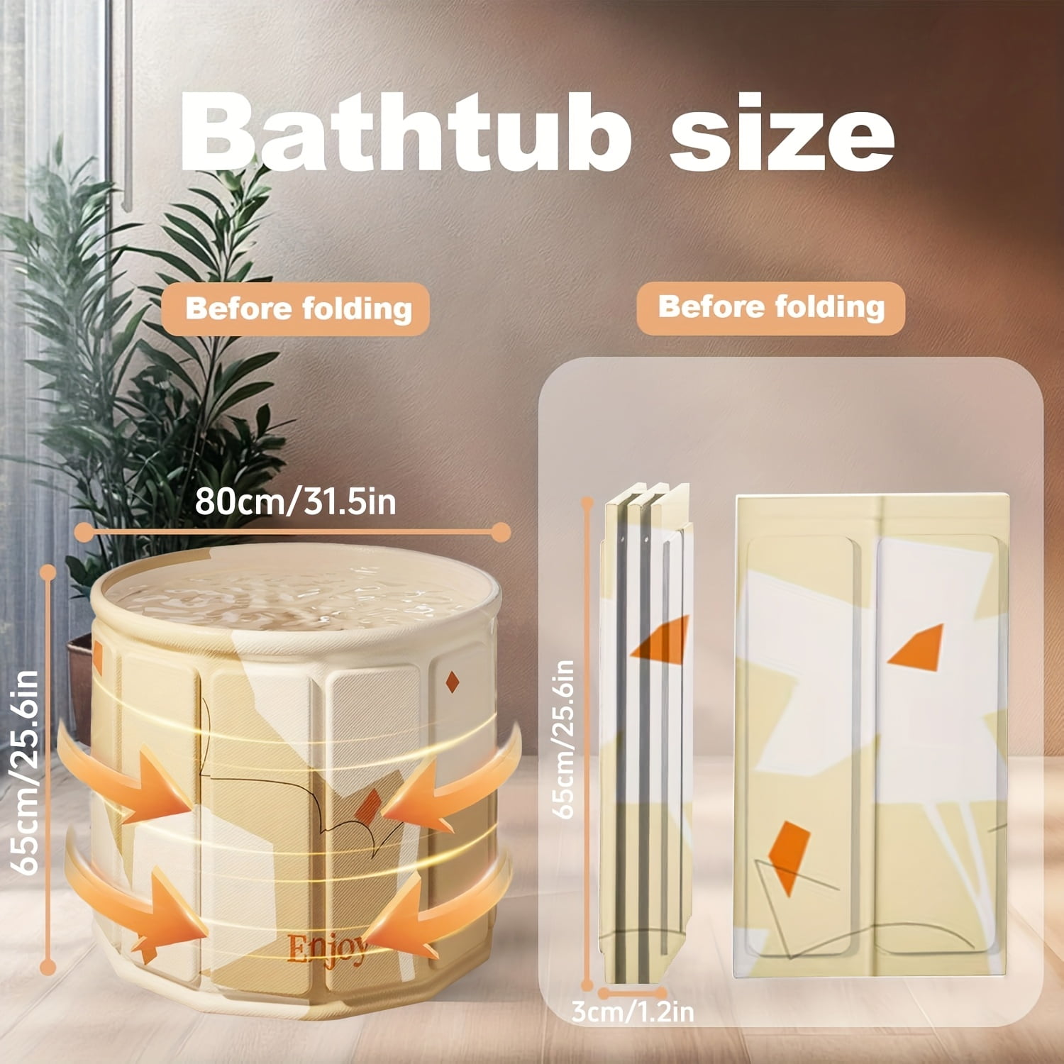 Extra-Large Folding Hot Tub for Adults: Portable Soaking Tub (Home Spa ...