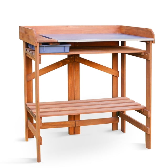 Extra Large Folding Potting Bench with Soil Collection Bin - Walmart ...