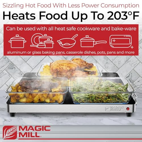 Extra Large Food Warmer for Parties | Electric Server Warming Tray, Hot ...