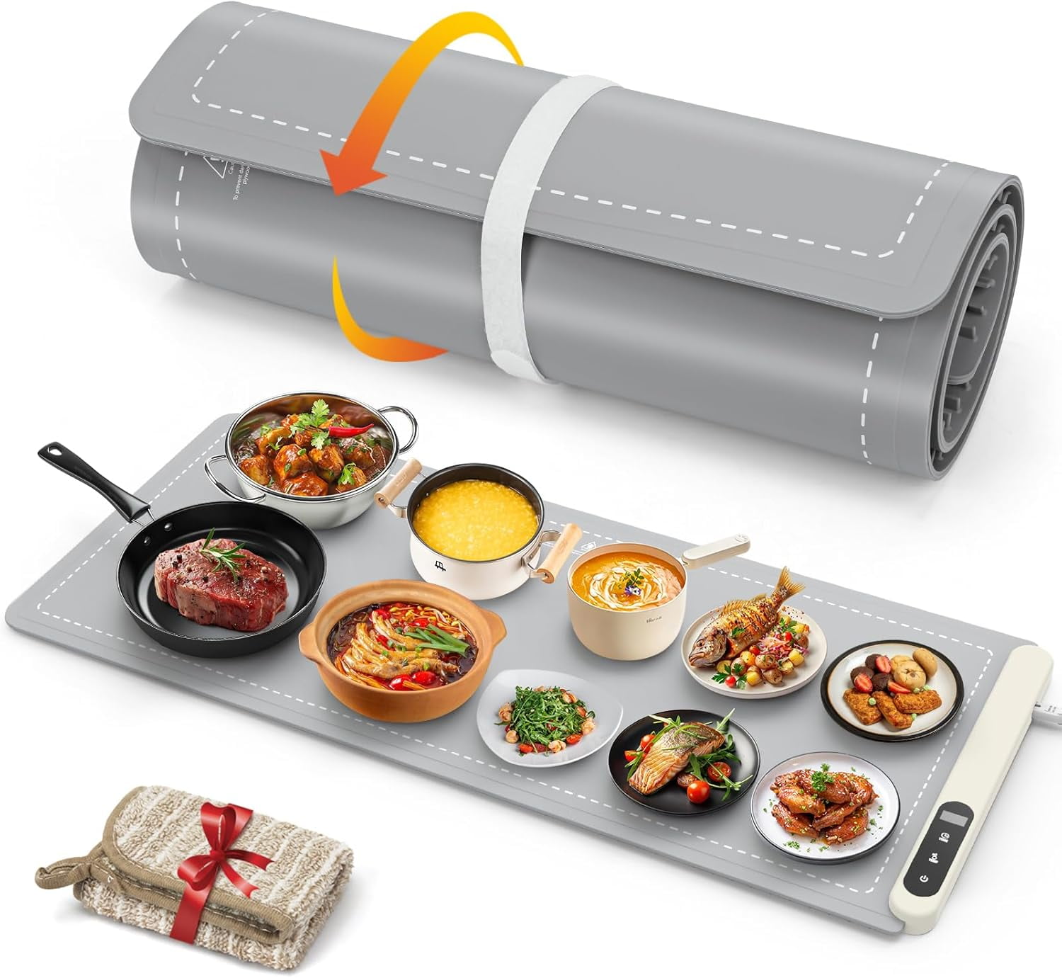 Extra Large Food Warming Mat - Electric Warming Tray with 6 Temperature ...