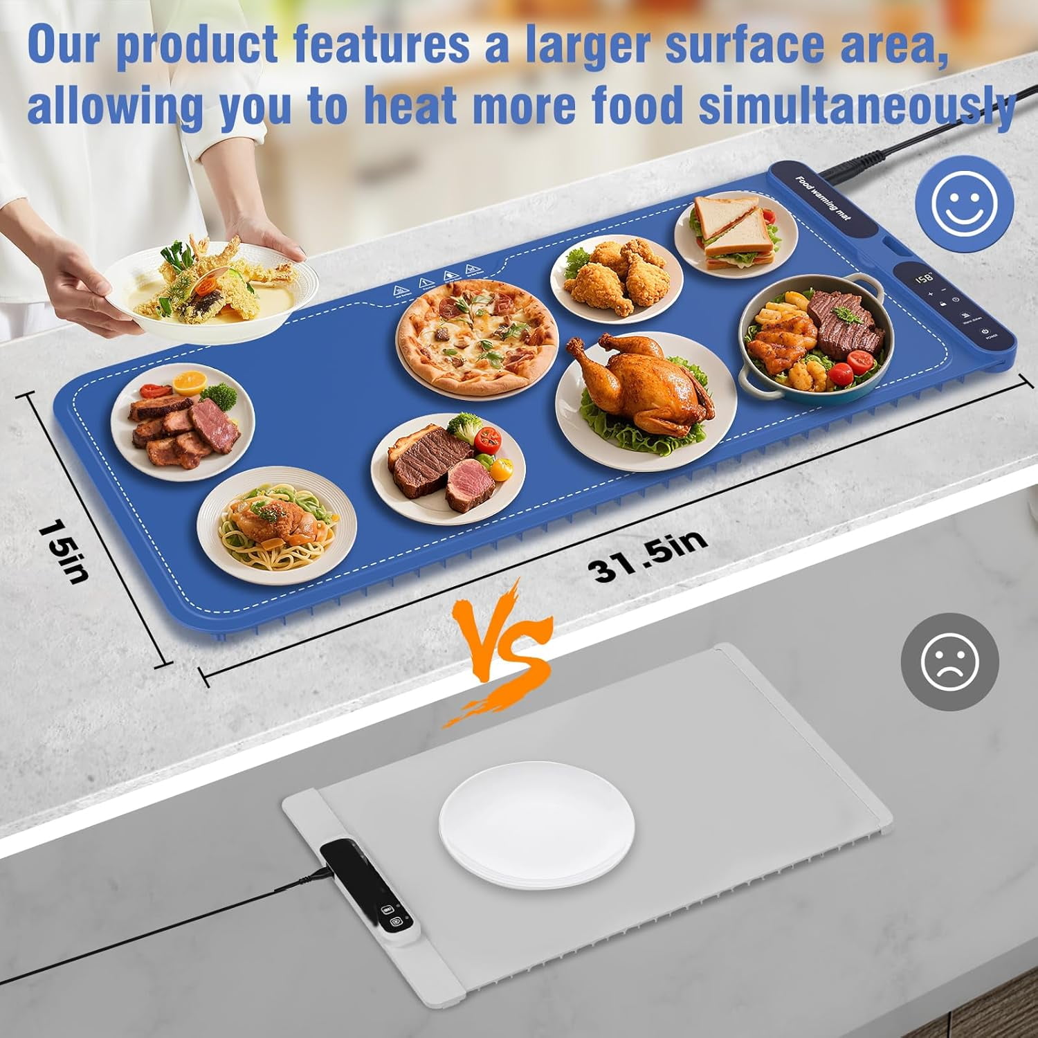Extra Large Food Warming Pad,One-Touch Fast Electric Heating Tray,15x31 ...