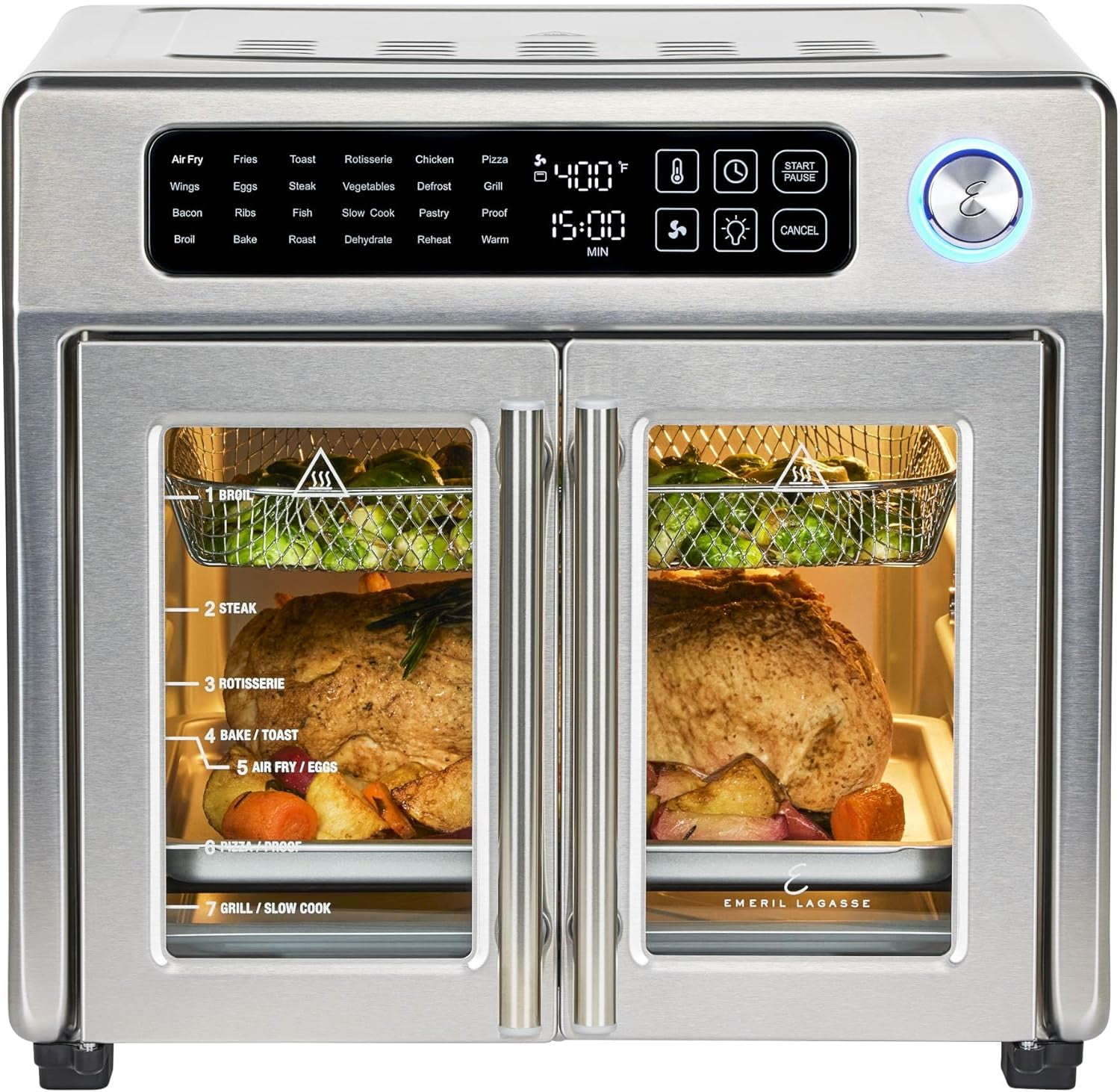 Extra Large French Door Air Fryer Toaster Oven Combo, 24 Cooking Functions and Digital Controls ...