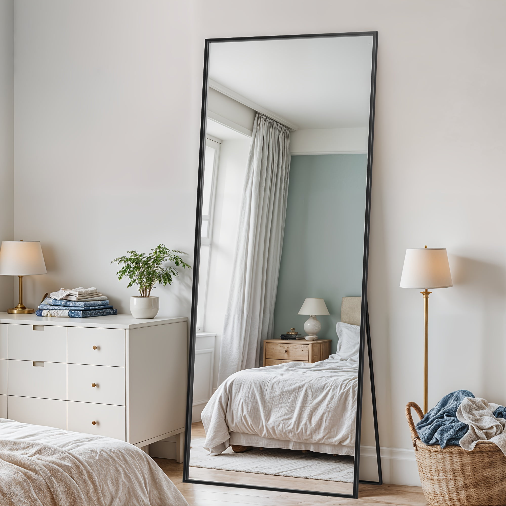 Extra Large Full Body Mirror - Standing/Hanging Arched Top Floor Mirror ...