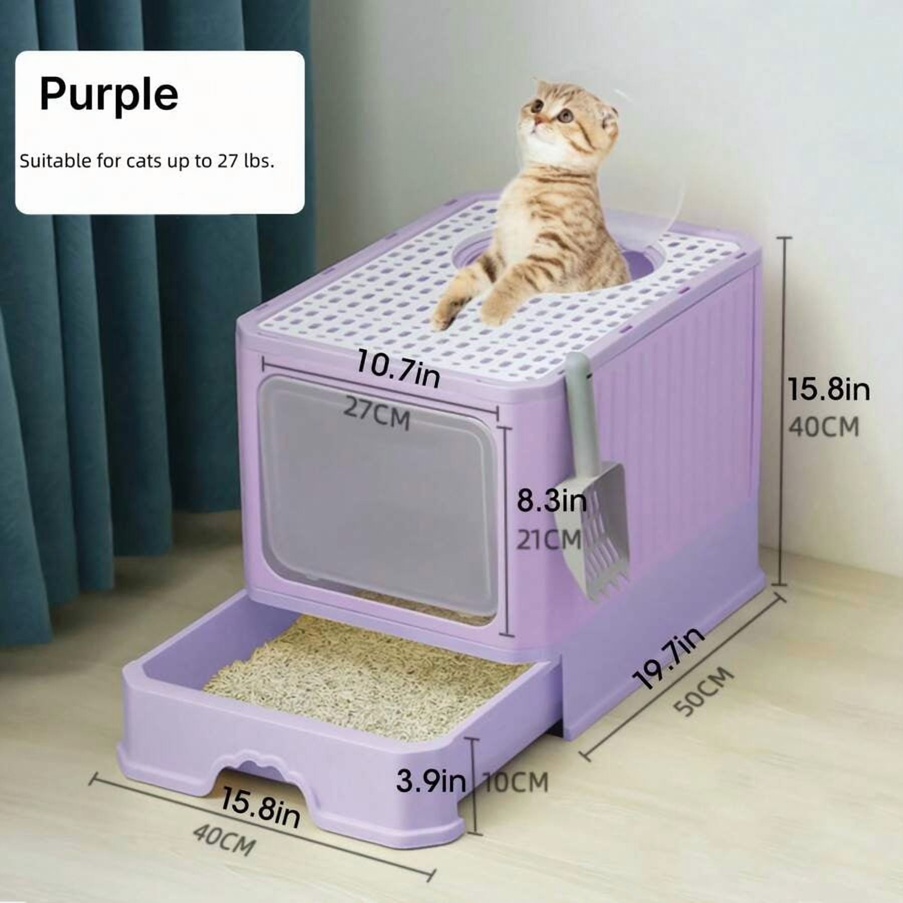 Extra Large Fully Enclosed Cat Litter Box, With Drawer & Top Entrance ...