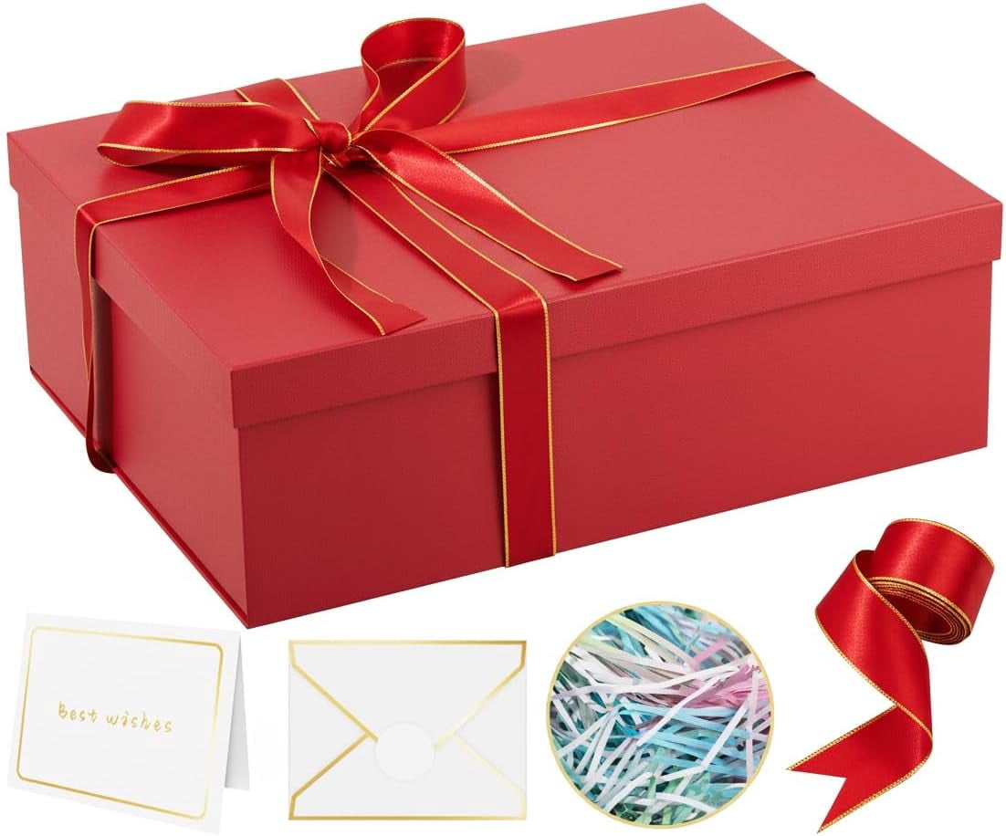 Extra Large Gift Box 16.5x13x5.5 inches,Red Gift Boxes with Lids for ...