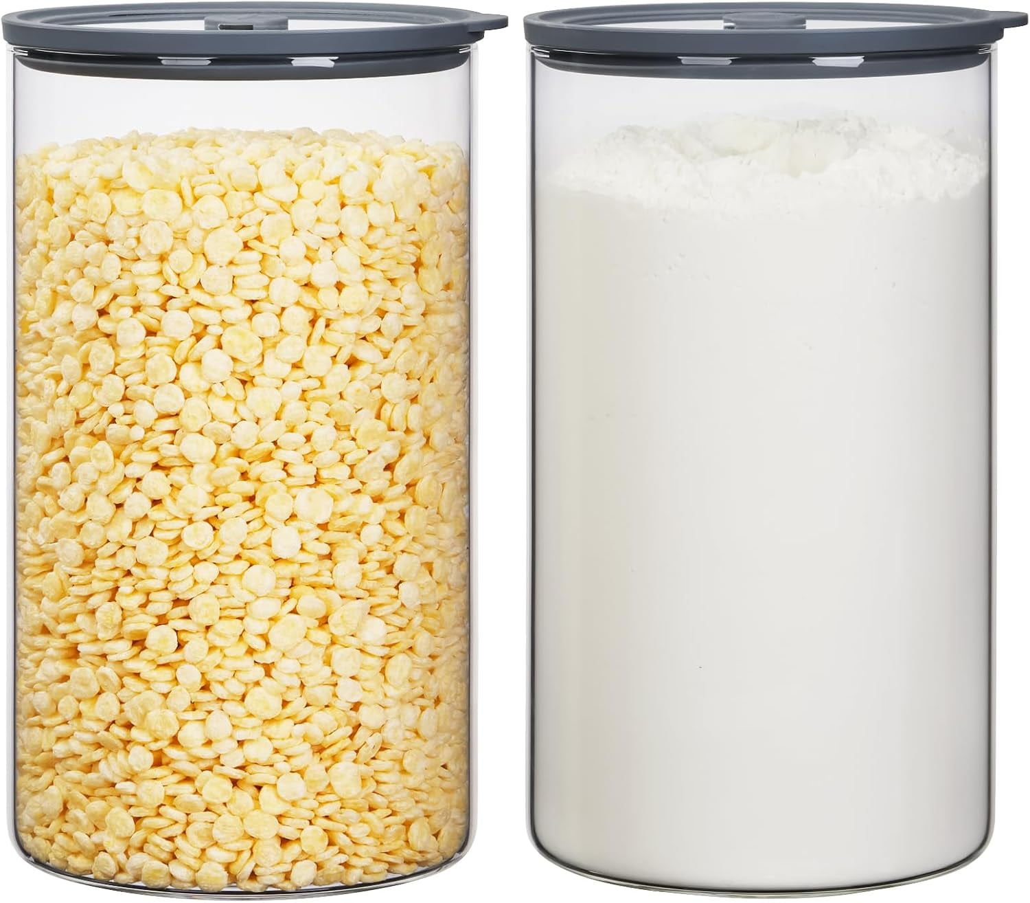 Extra-Large Glass Flour and Sugar Storage Containers with Airtight Lids ...