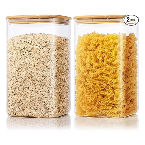 Extra Large Glass Food Storage Containers with Bamboo Lids, 168oz - 2 ...