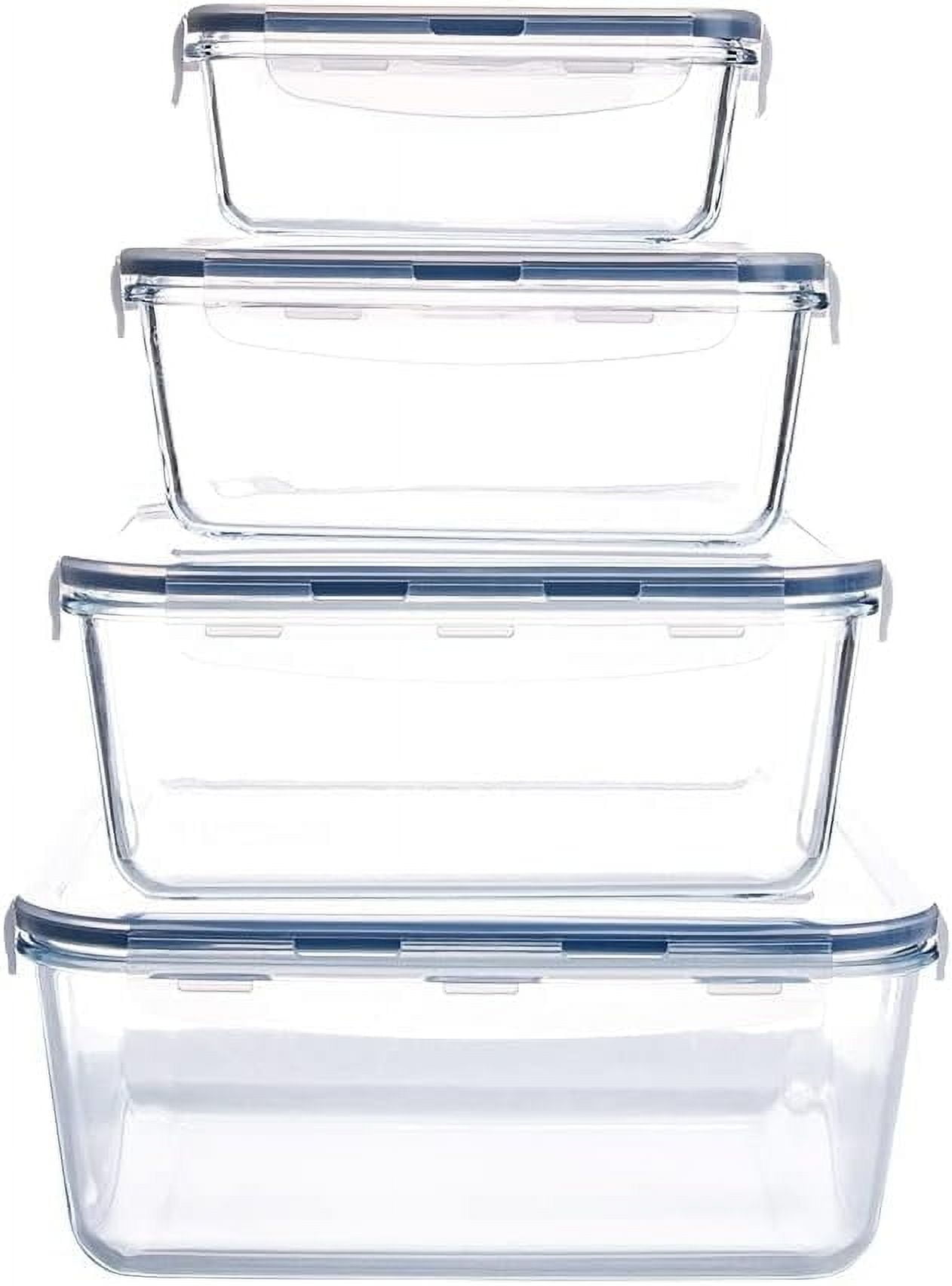Extra Large Glass Food Storage Containers with Lids, Set-8-Piece Big ...