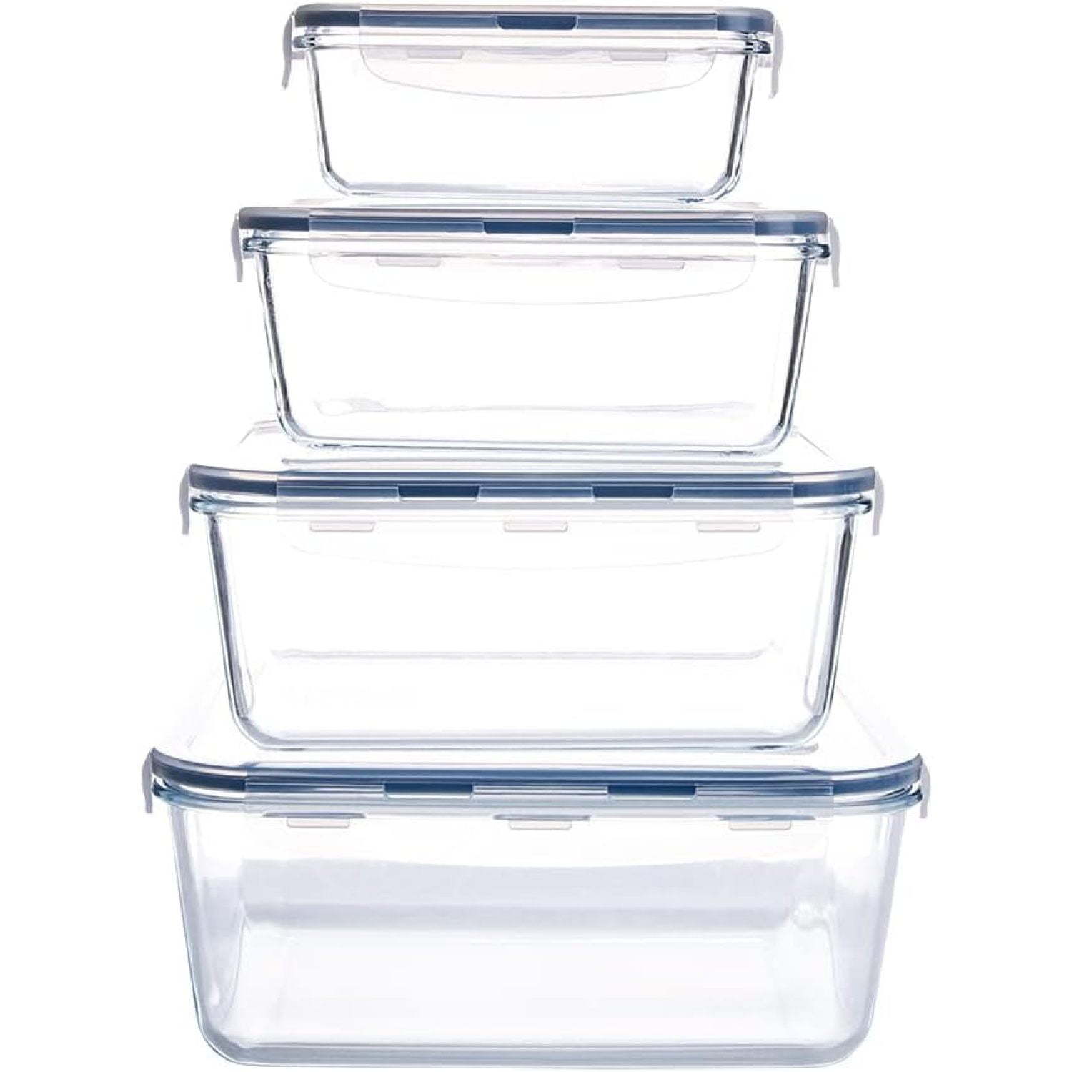 Extra Large Glass Food Storage Containers with Lids, Set-8-Piece Lunch ...
