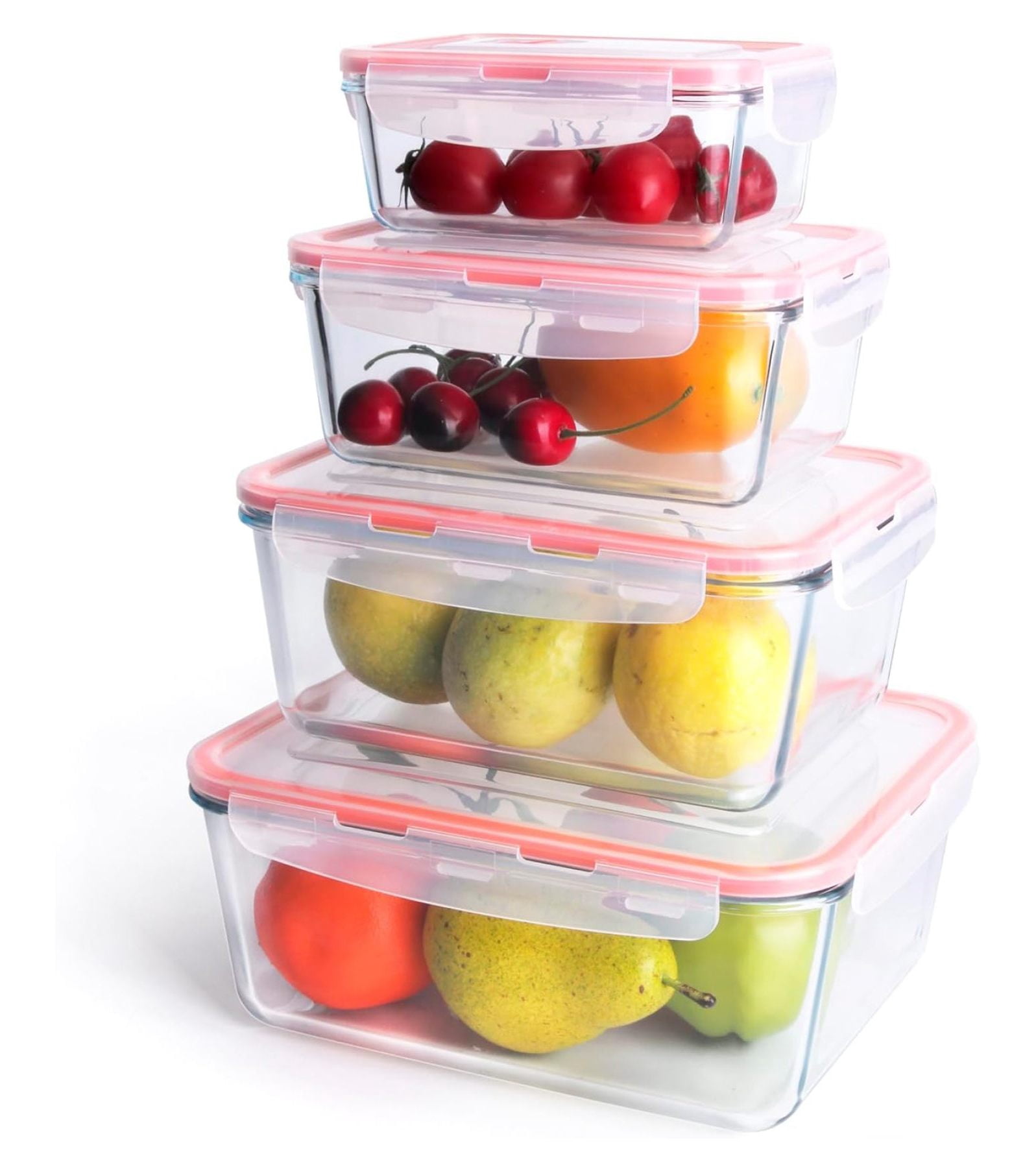 Extra Large Glass Food Storage Containers with Lids, Set-8-Piece Lunch ...
