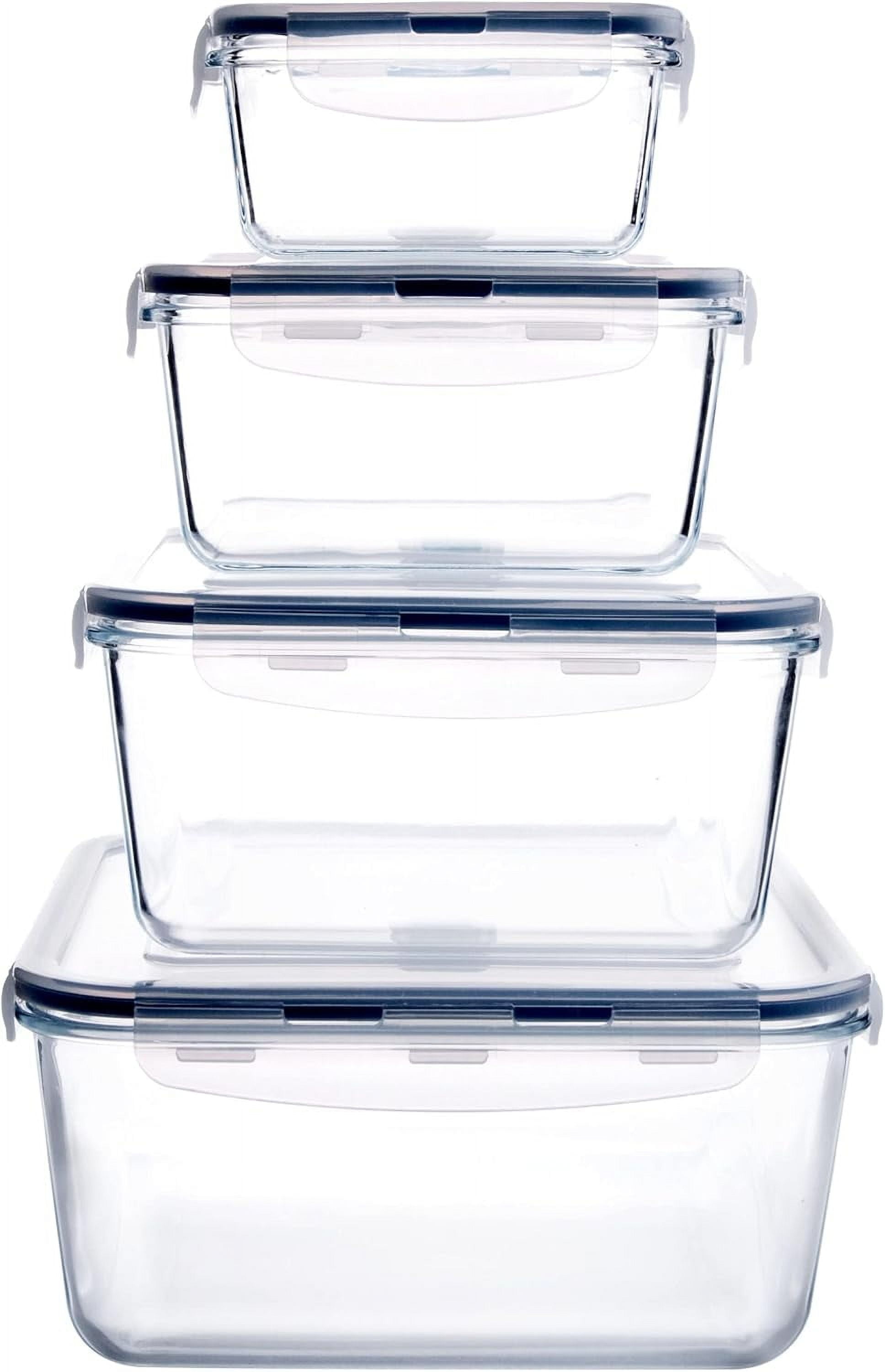 Extra Large Glass Storage Containers with Lids, Set-8-Piece Lunch ...
