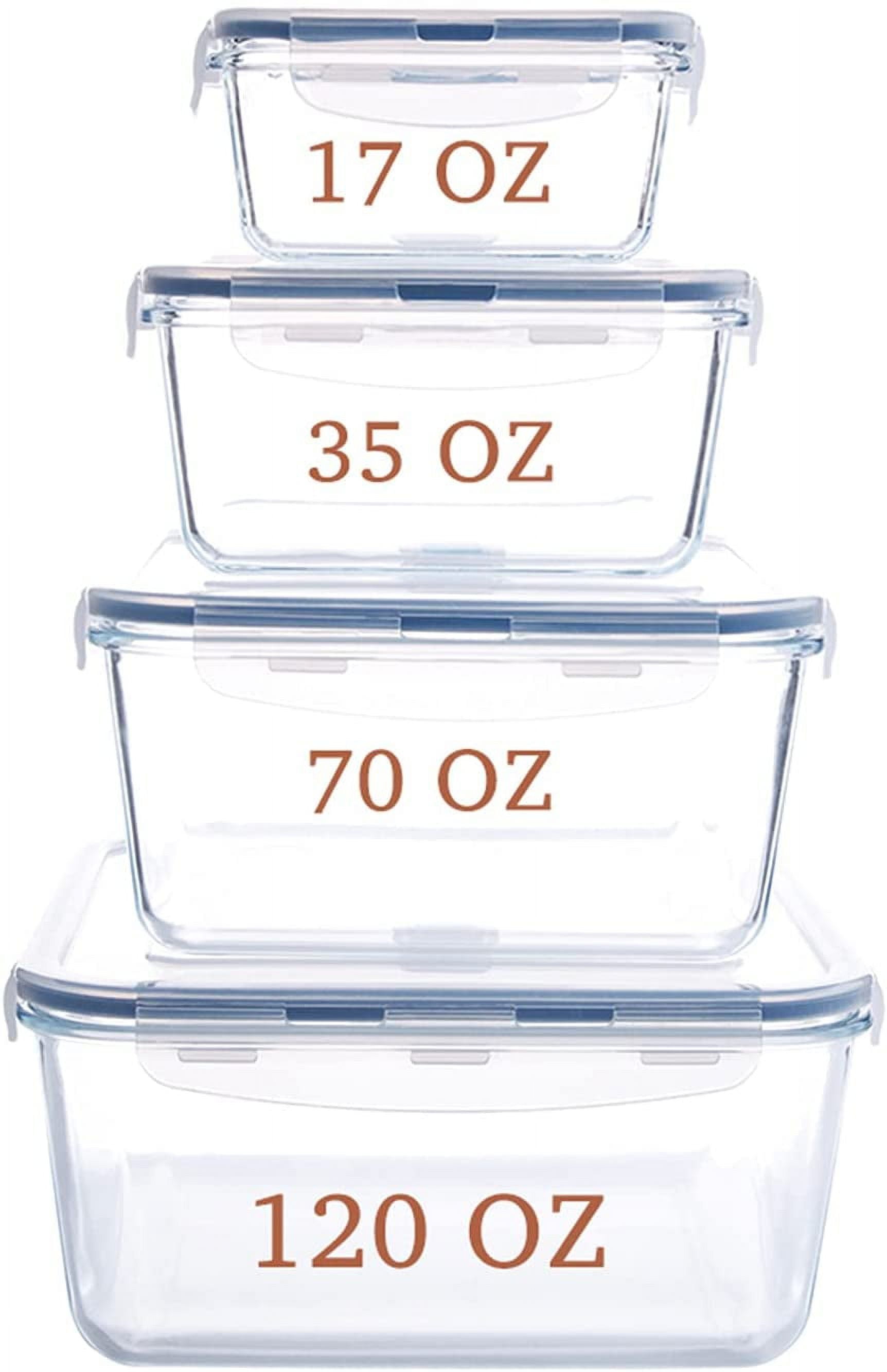 Extra Large Glass Storage Containers with Lids, Set-8-Piece Lunch ...