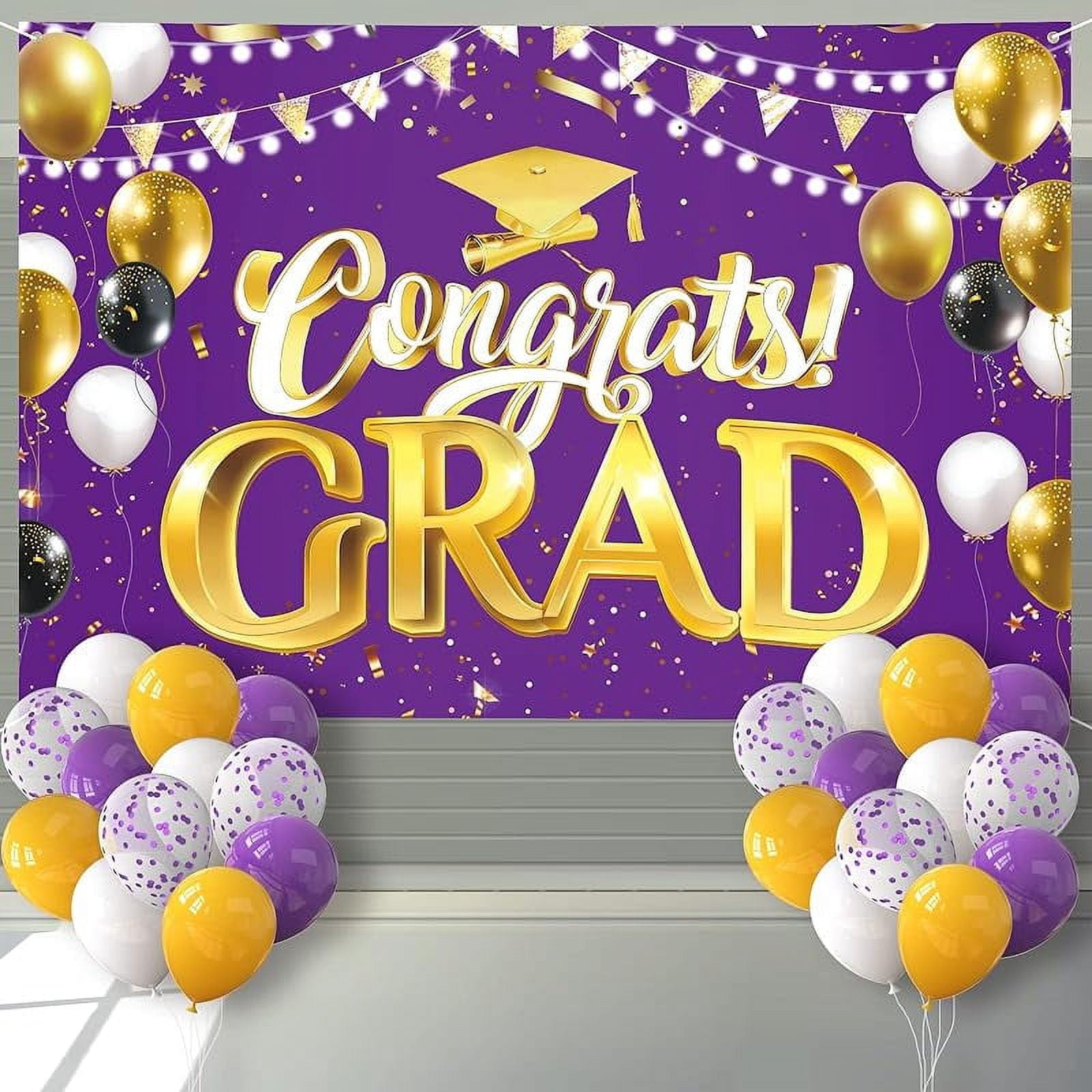 Extra Large Graduation Banner Decorations 72" x 48" Backdrop with 24Pcs ...
