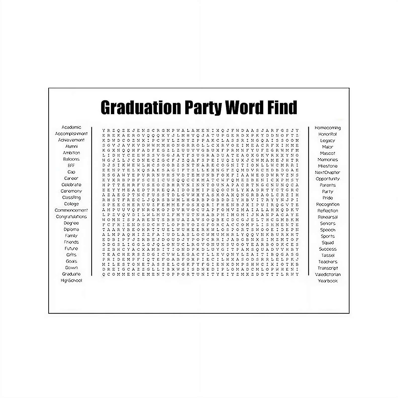 Extra-Large Graduation Party Word Search Poster, 36"X24" Fun Family ...