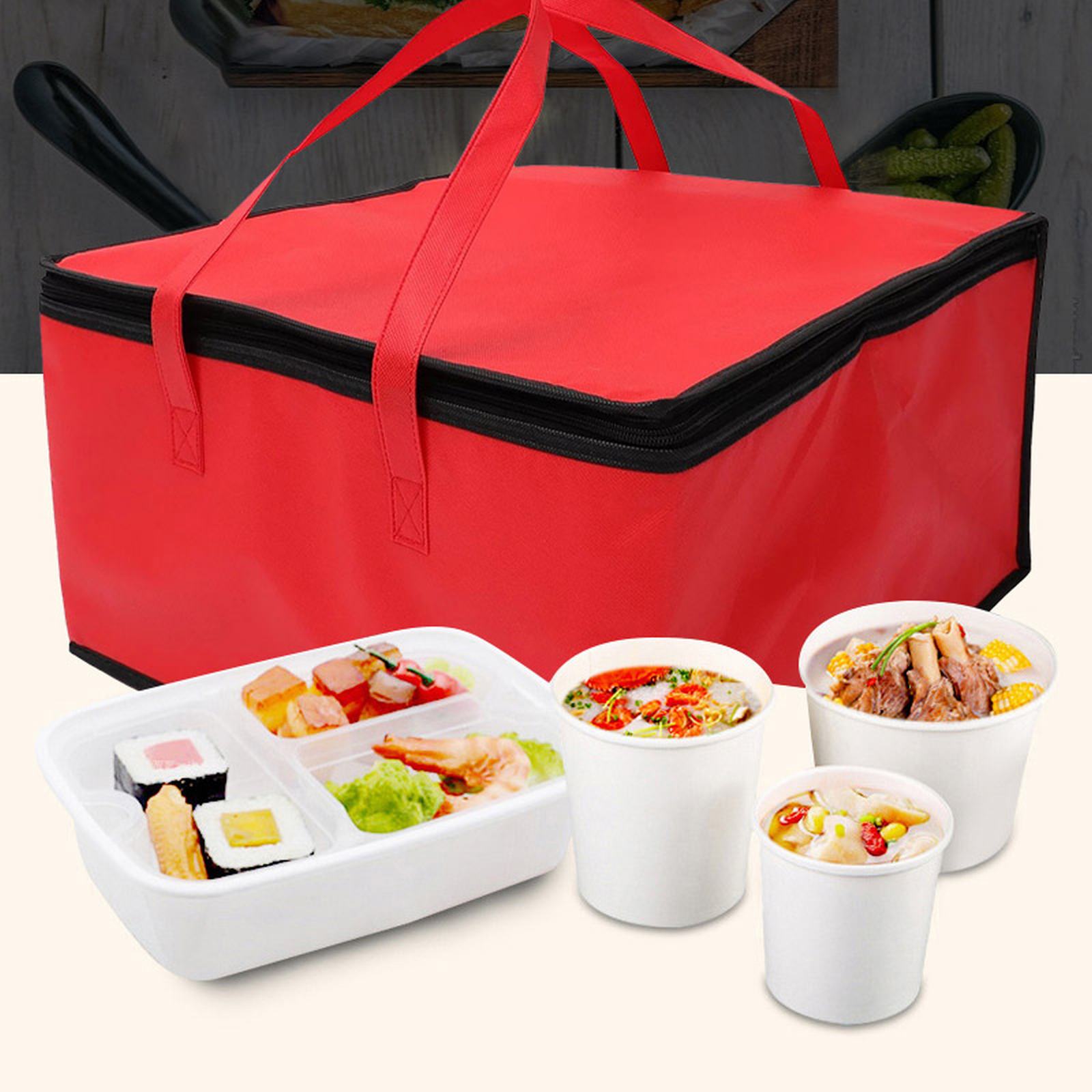 Homevative Thermal Insulated XL Food Delivery Bag, Red - Walmart.com
