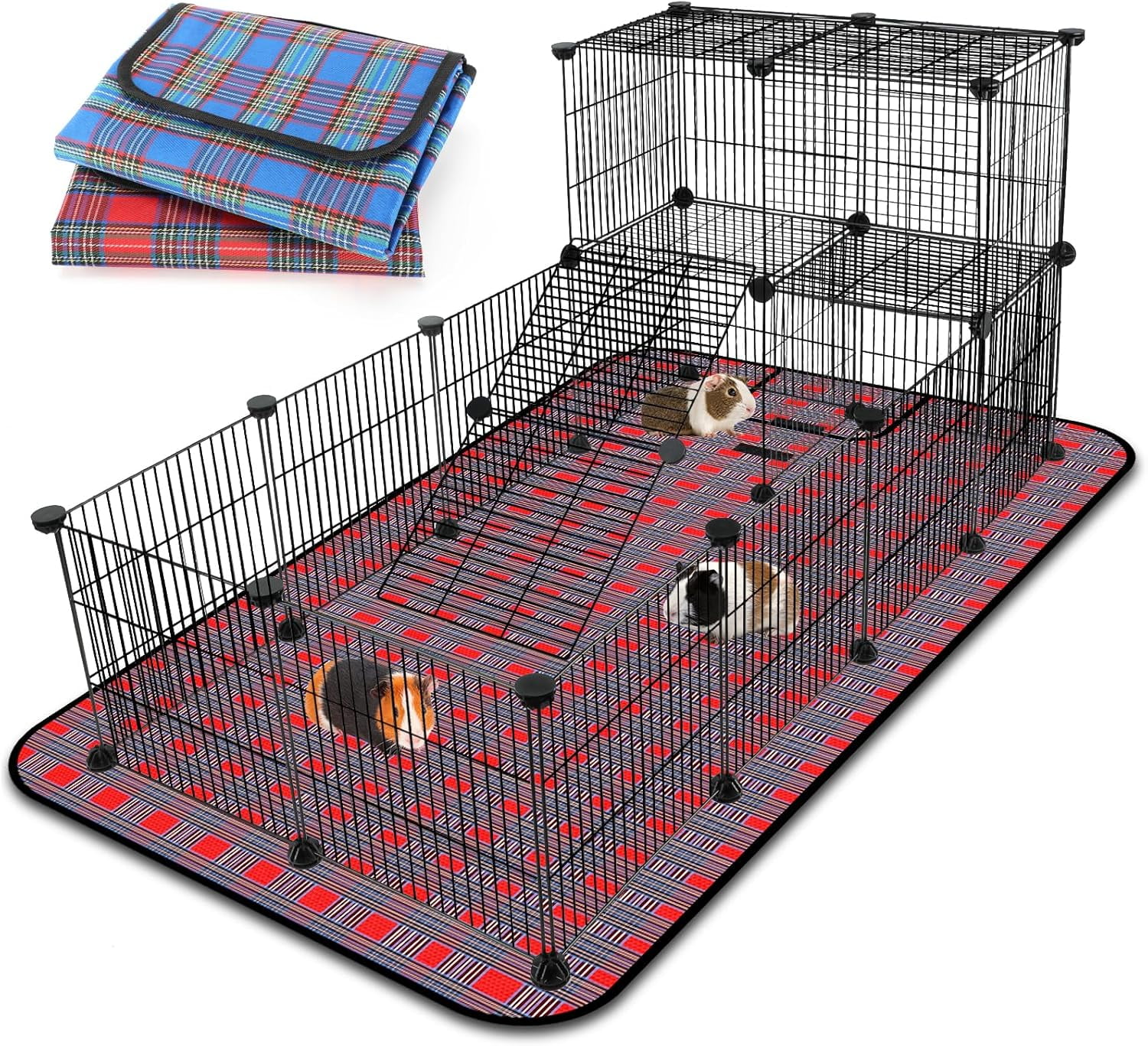 Extra Large Guinea Pig Cage Loft with 2 Waterproof Bedding, DIY ...
