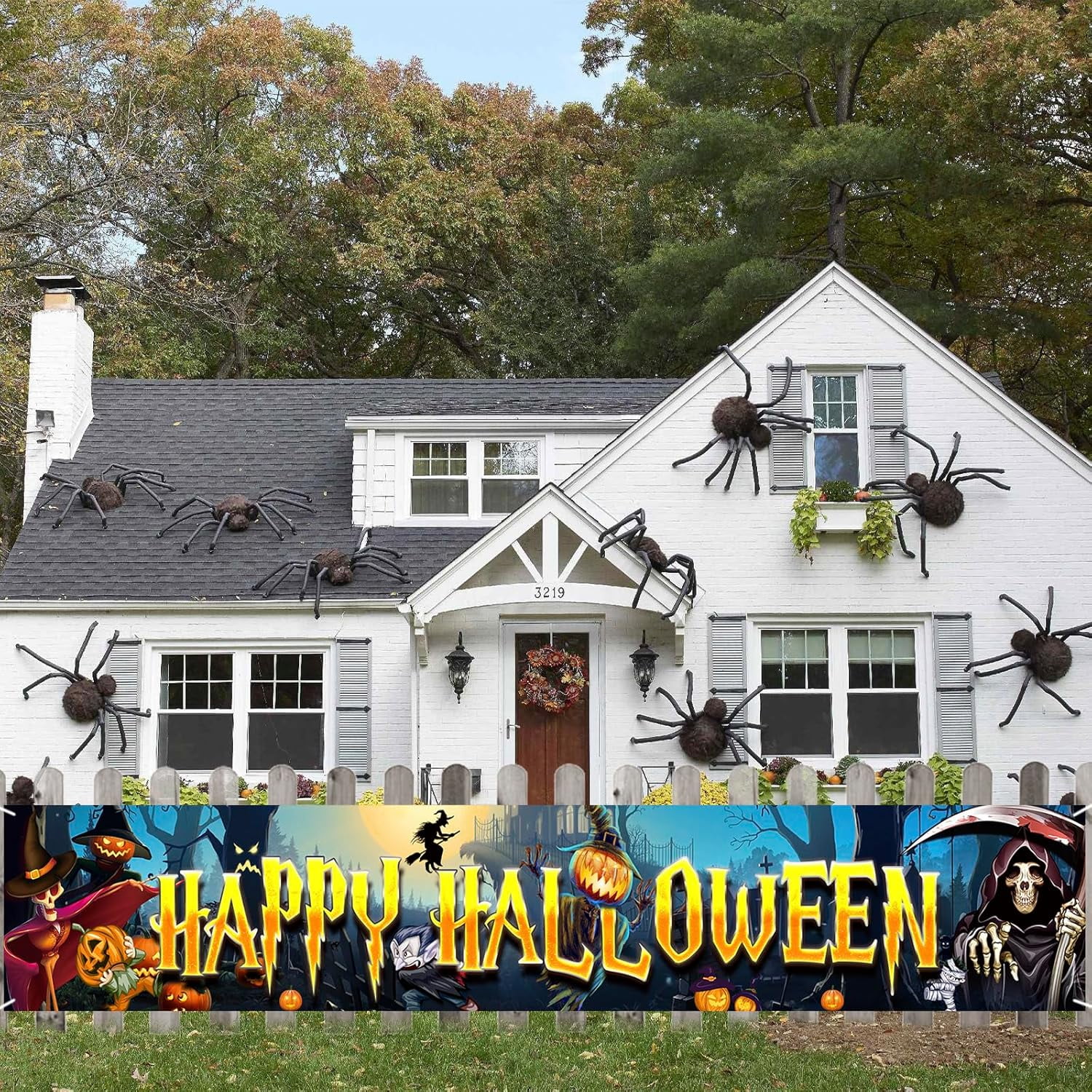 Extra Large Happy Halloween Banner,24 X 71 inch Fabric Halloween Banner ...
