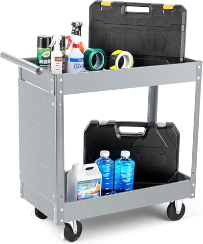 Extra Large Heavy Duty Utility Cart 83 x 38.5 Inch, 2 Tier Work Cart ...