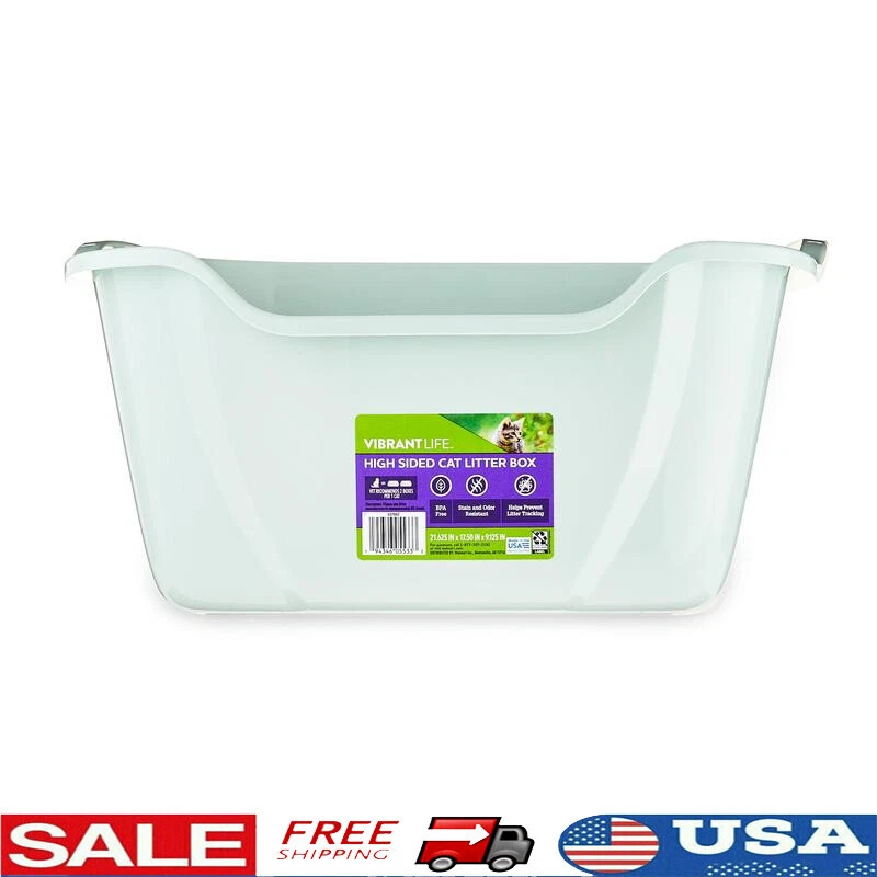 Extra-Large High Sided Open Cat Litter Box Stain and Odor Resistant ...