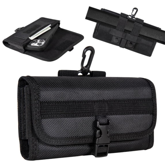 Extra-Large Horizontal Nylon Phone Pouch with Front Buckle – Universal ...