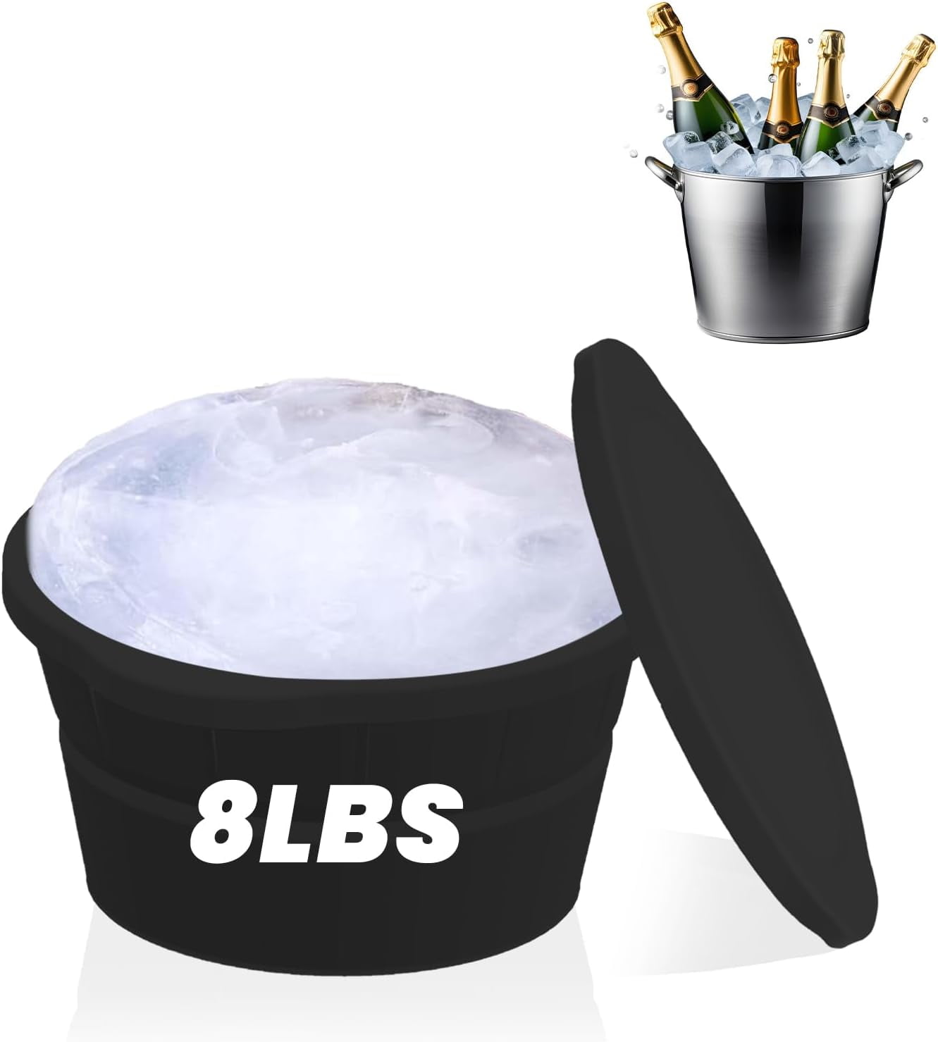 Extra Large Ice Block Mold with Lid, 8LB Silicone Big Ice Cube Tray ...