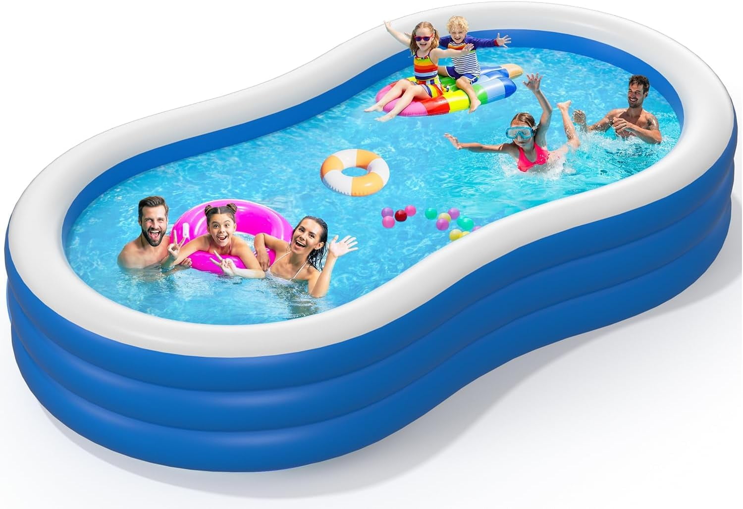 Extra Large Inflatable Pool - 145" X 74" X 22", Outdoor Blow Up Pool ...