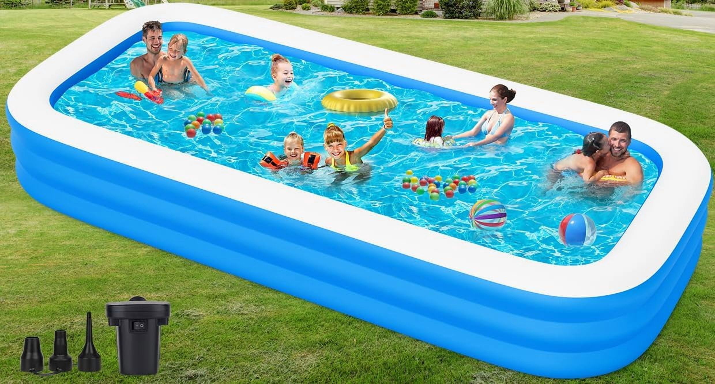 Extra Large Inflatable Pool for Adults, 165" X 76" X 22" Big Blow-Up ...