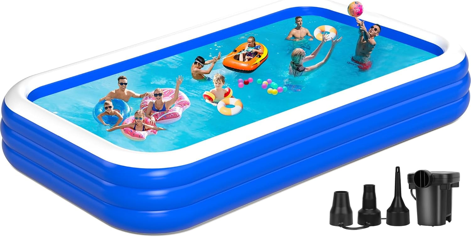 Extra Large Inflatable Pool for Family, 180'' x 76'' x 22'' Full-Sized ...