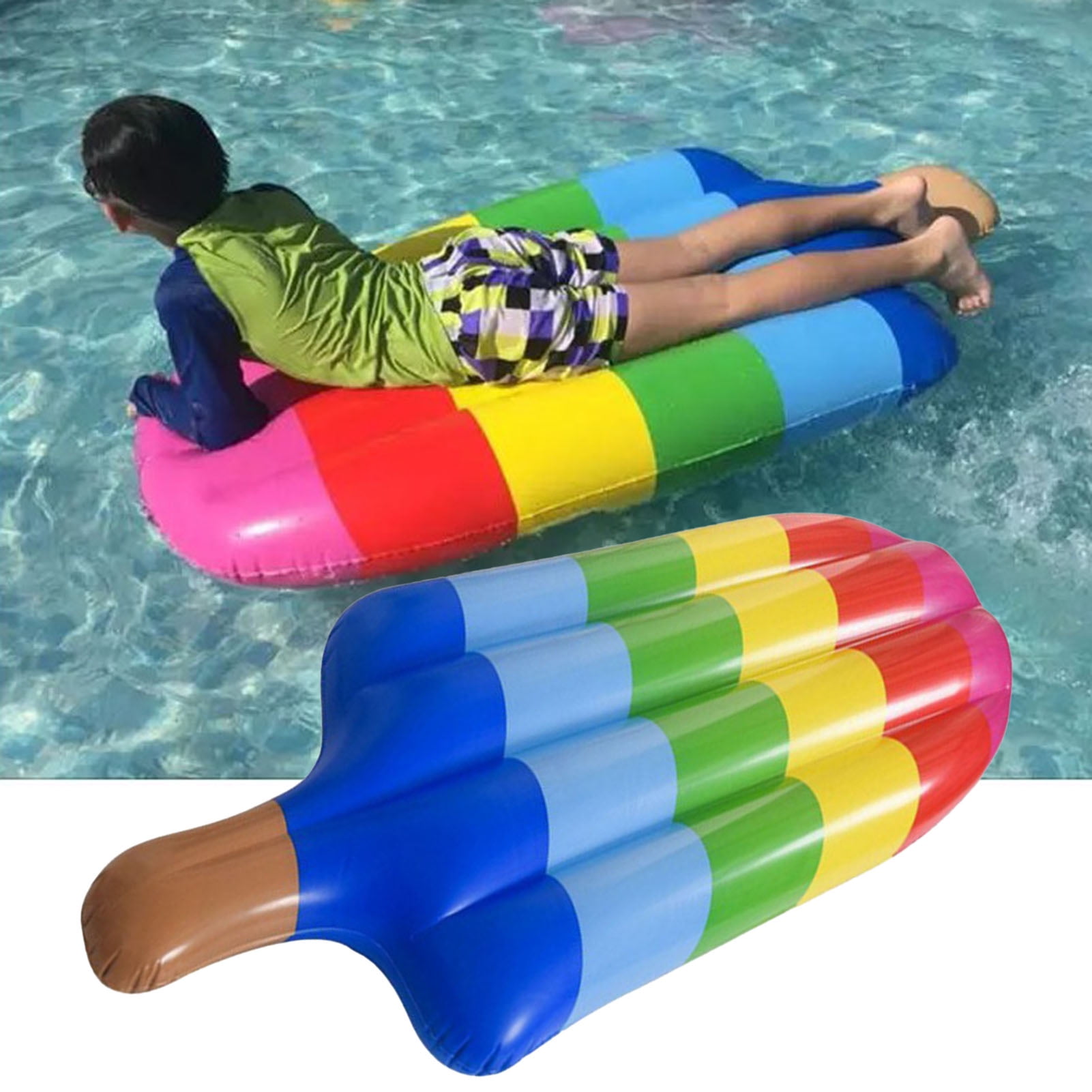 Extra Large Inflatable Pool Float Lounge Rainbow Color Ice Cream Shape ...