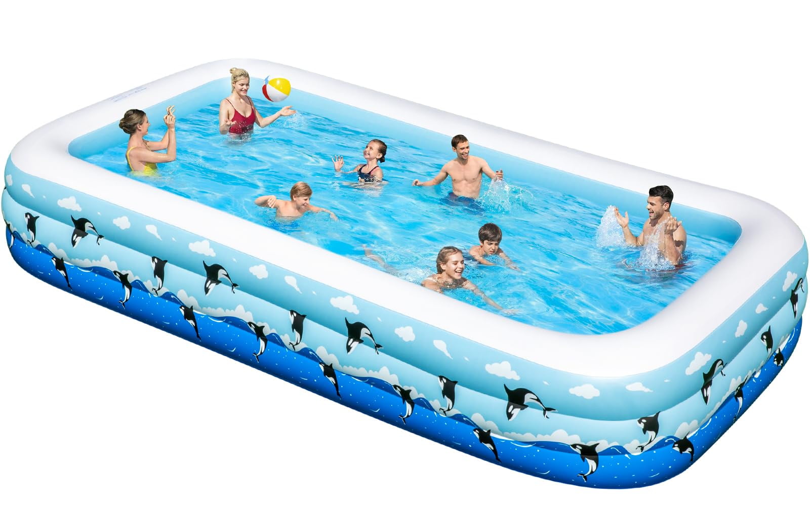 Extra Large Inflatable Pool for Kids Adults, 145" 74" 22" Full Size ...
