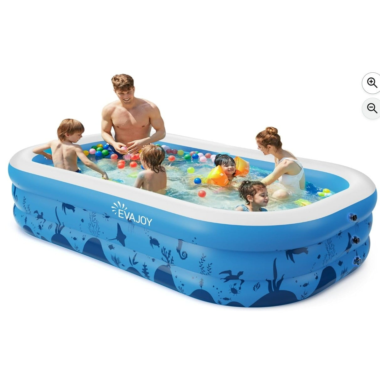 Extra Large Inflatable Pool for Kids Adults Family, 119"×72"×20", Blow ...