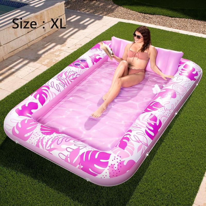 Extra Large Inflatable Tanning Pool Lounge Float – Oversized Sun Tan Tub with Cup Holder ...