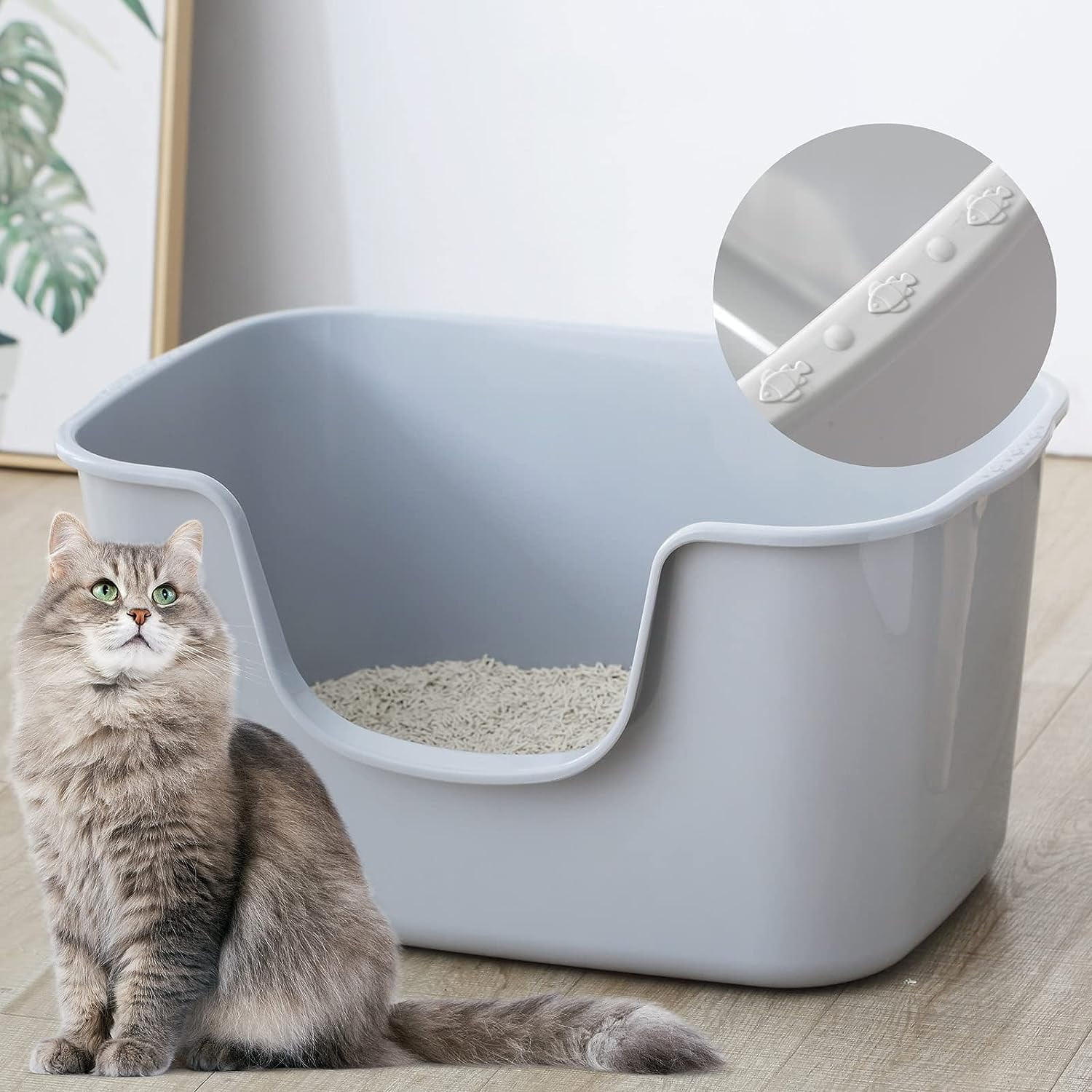 Extra Large Jumbo Cat Litter Box for Maine Coon Cats, Open Top High ...