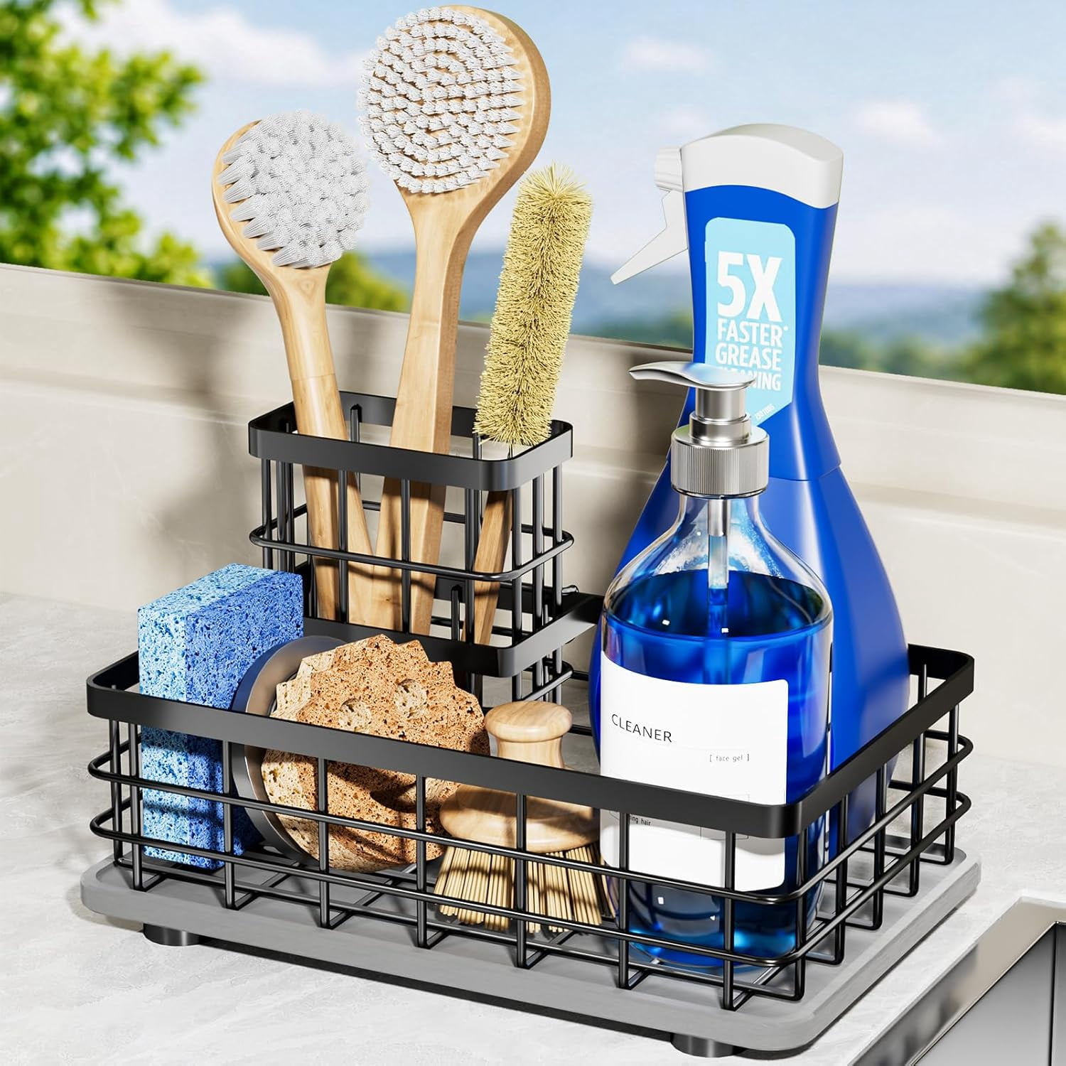 Extra Large Kitchen Sink Caddy Organizer, Stainless Steel Sponge Holder ...