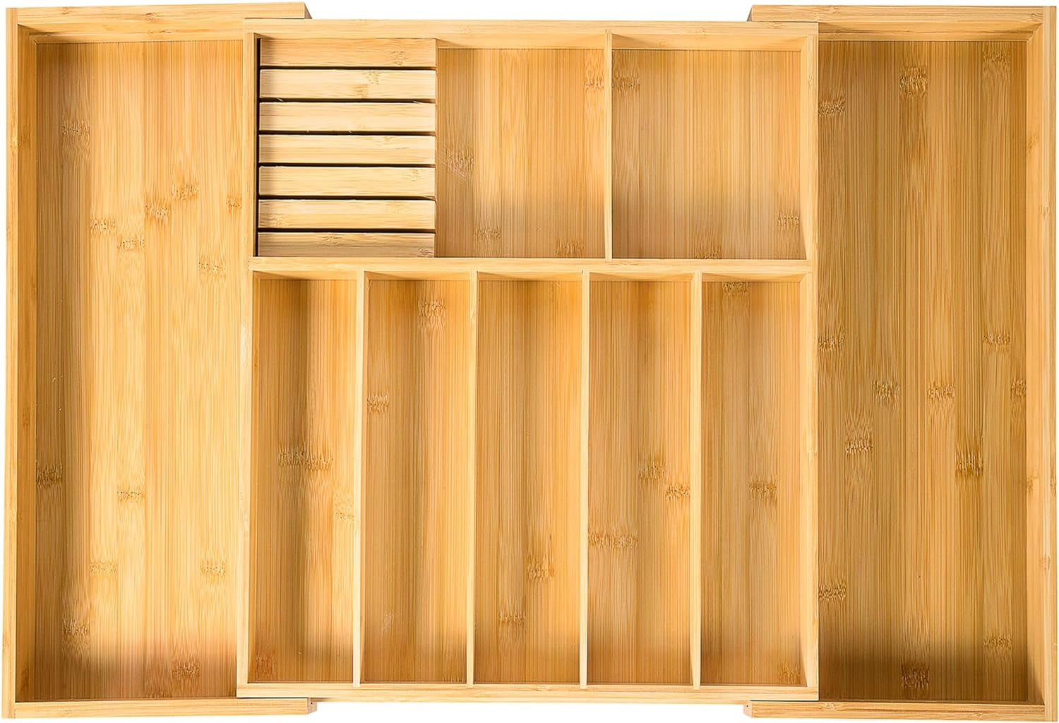 Extra Large Kitchen Utensil Holder, Bamboo Silverware Drawer Organizer ...