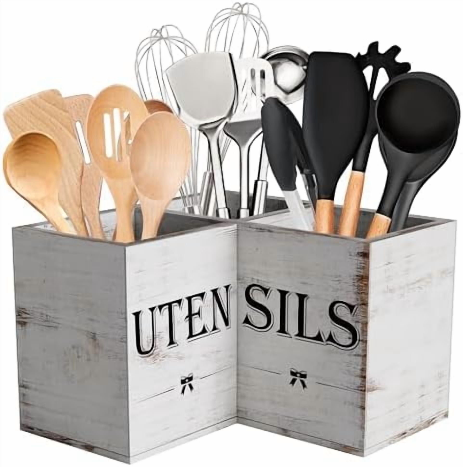 Extra Large Kitchen Utensils Holder with 3 Compartments,Corner Shelf ...