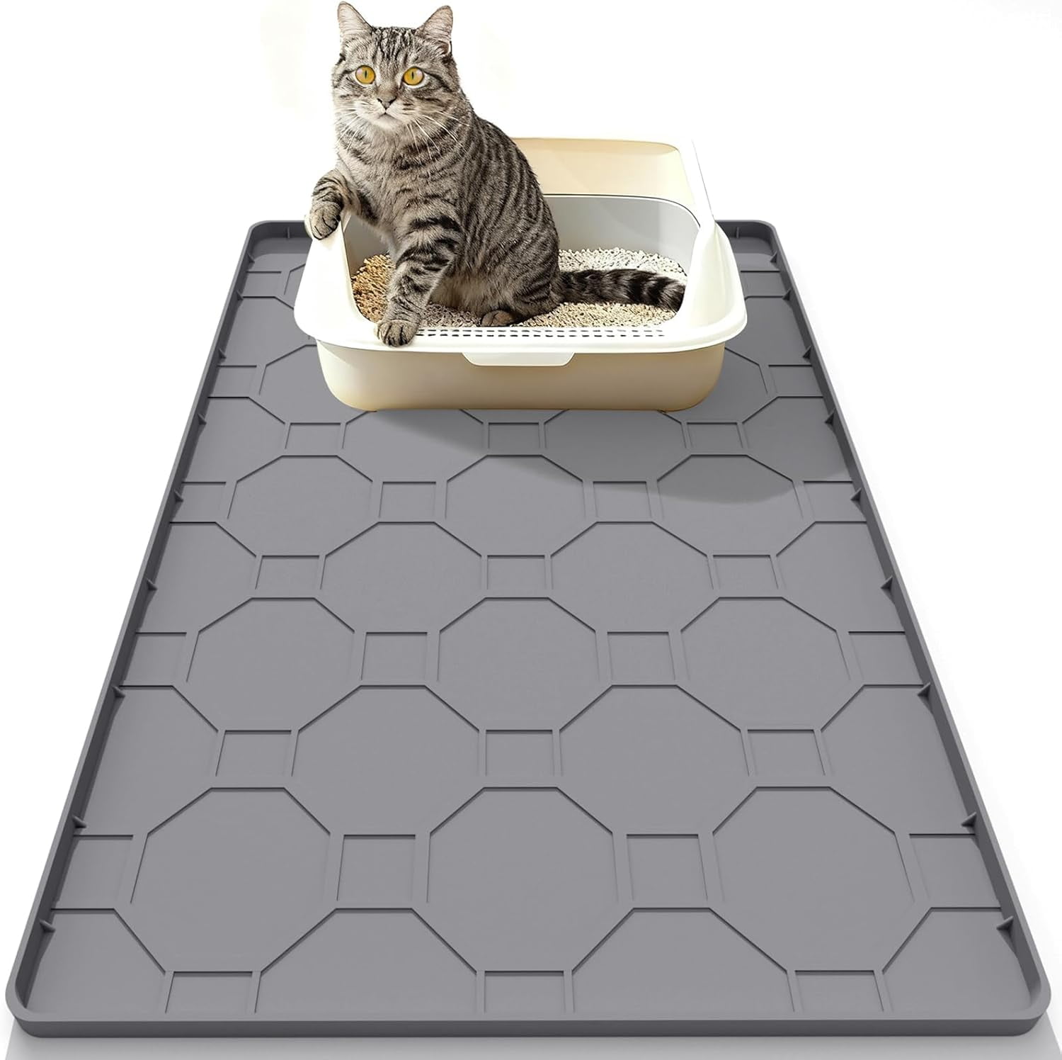 Extra-Large Kitty litter mat,38" X 26" Litter Trapping Mat, And Easy ...