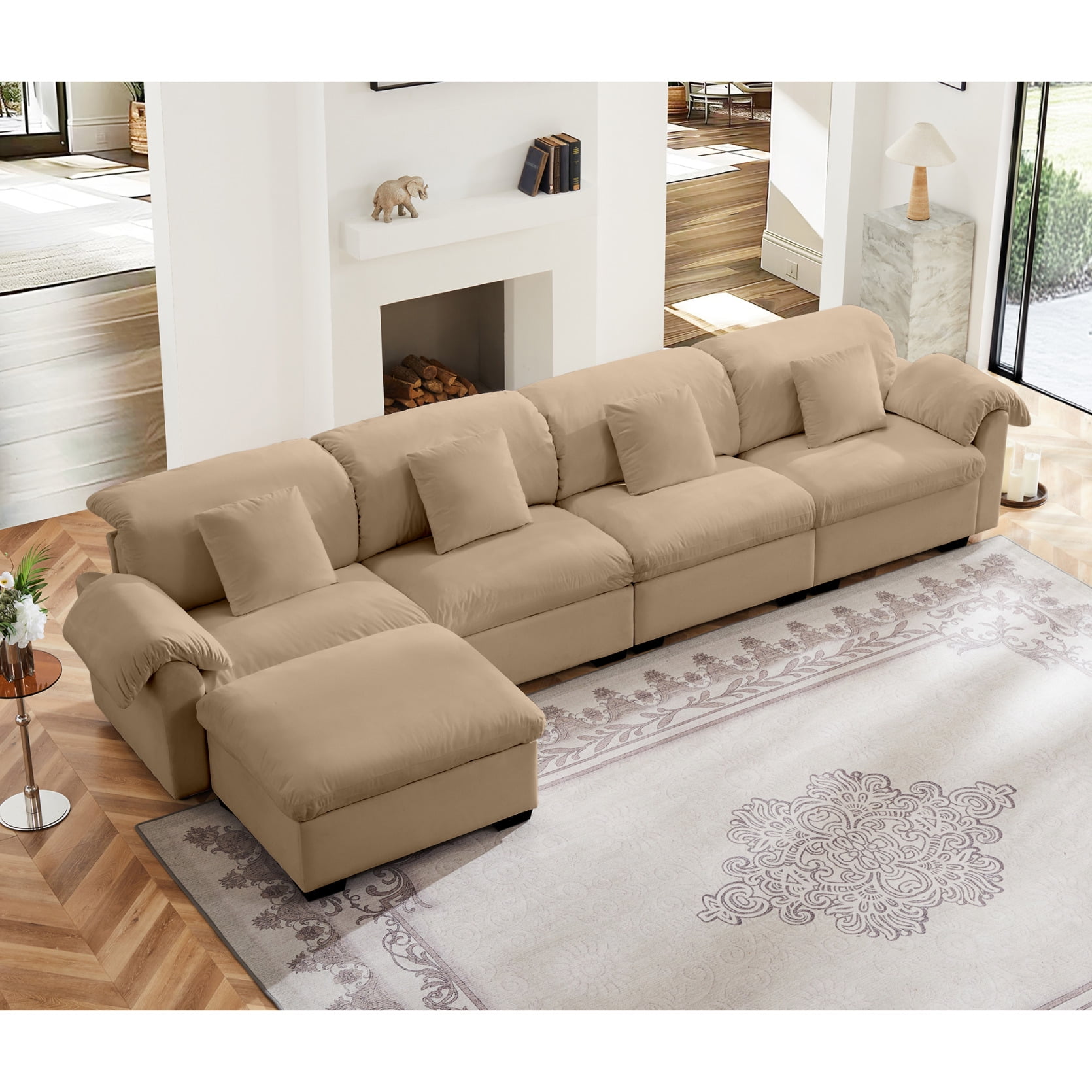 Extra Large L-Shaped Modular Sectional Sofa with Storage Seats ...