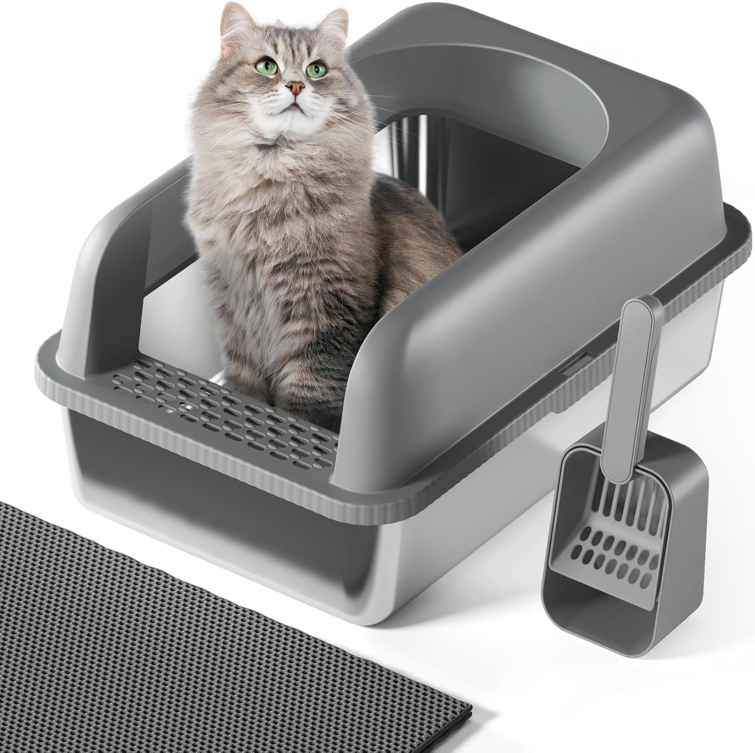 Extra Large Litter Box for Big Cats, Stainless Steel Cat Litter Box ...