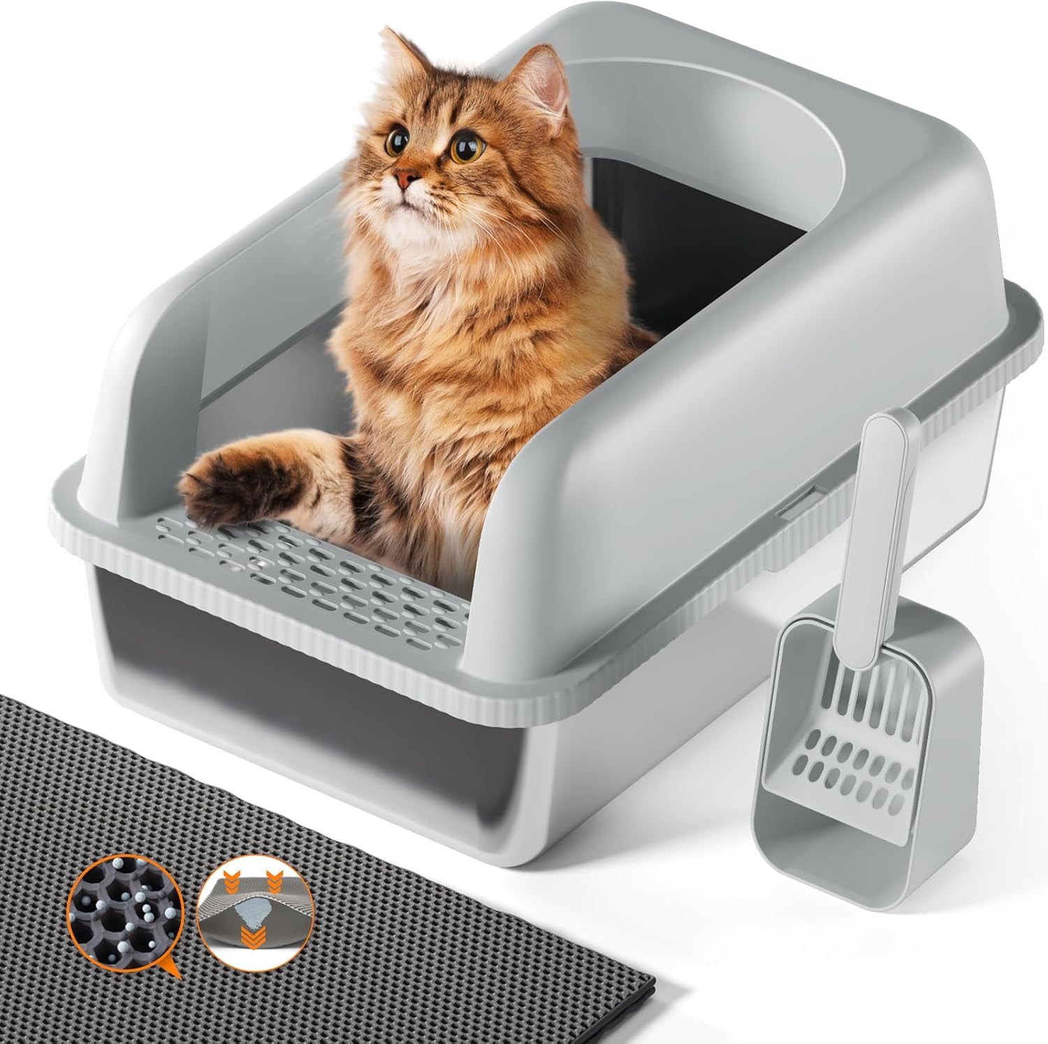 Extra Large Litter Box for Big Cats, Stainless Steel Cat Litter Box ...