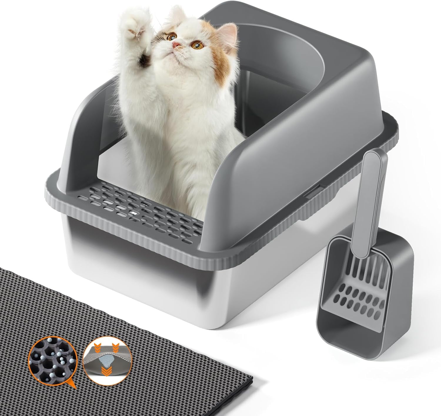 Extra Large Litter Box for Big Cats, Stainless Steel Cat Litter Box ...
