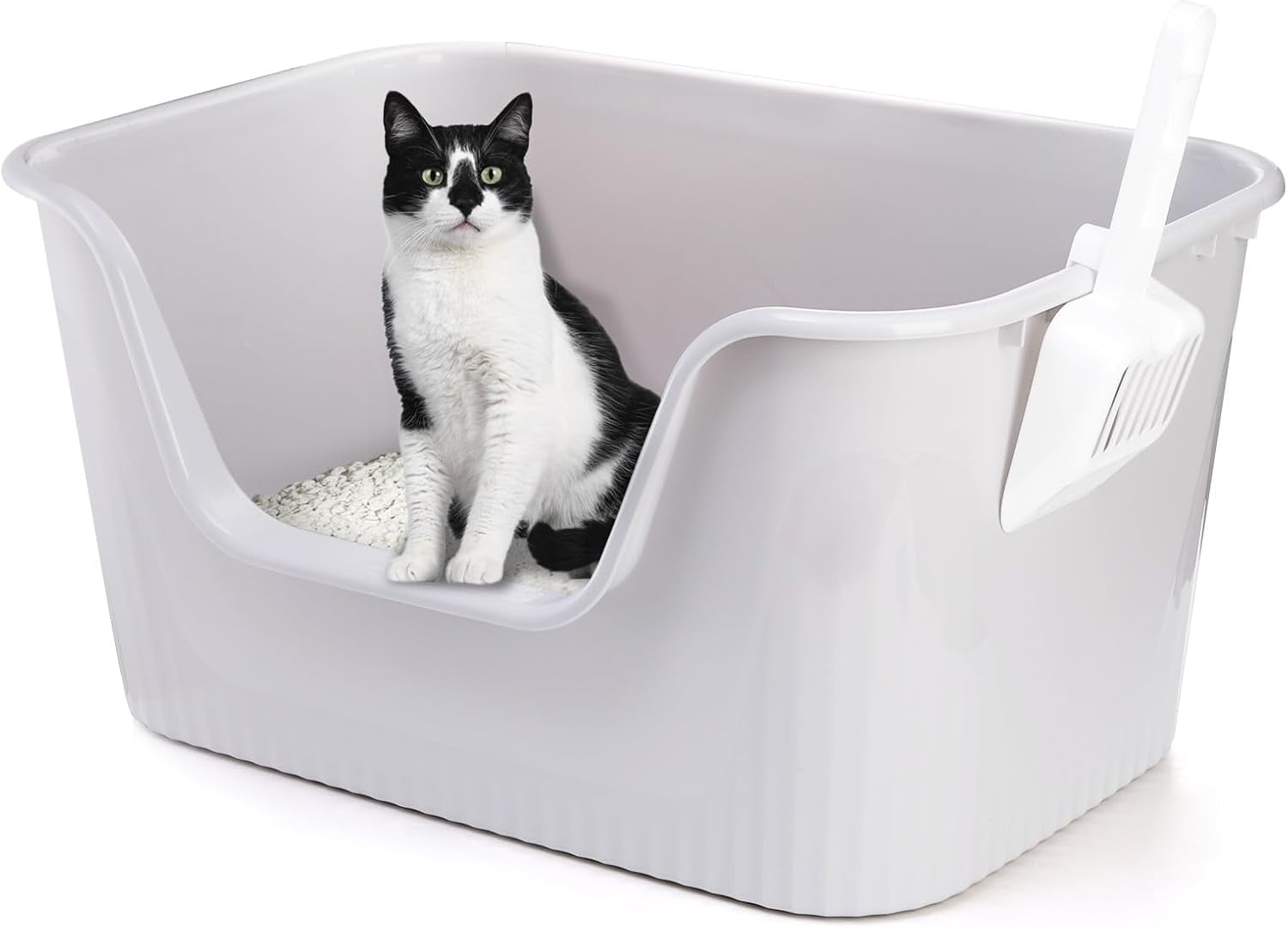 Extra Large Litter Box with Scoop, High Sides Cat Litter Boxs, Anti ...