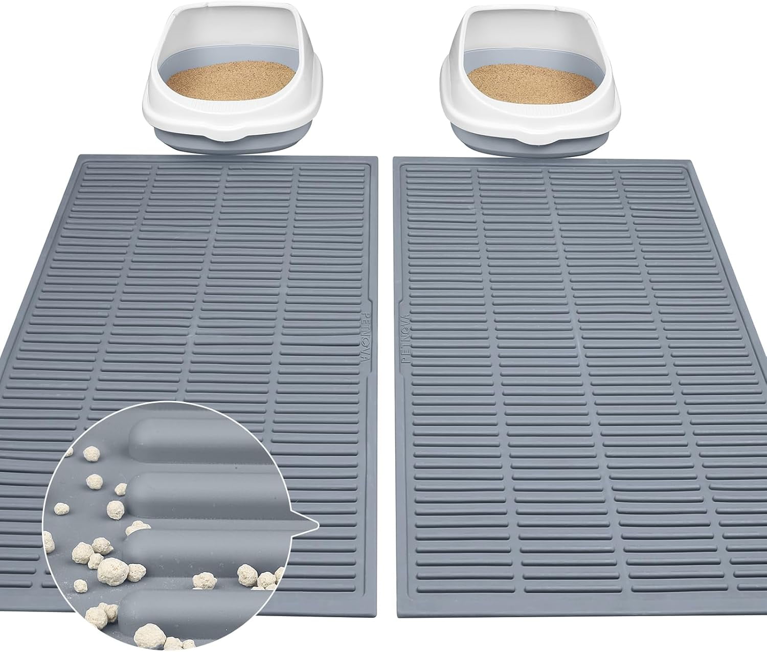 Extra Large Litter Mat: Rubber Kitty Litter Trapping Mat - Easy Clean ...