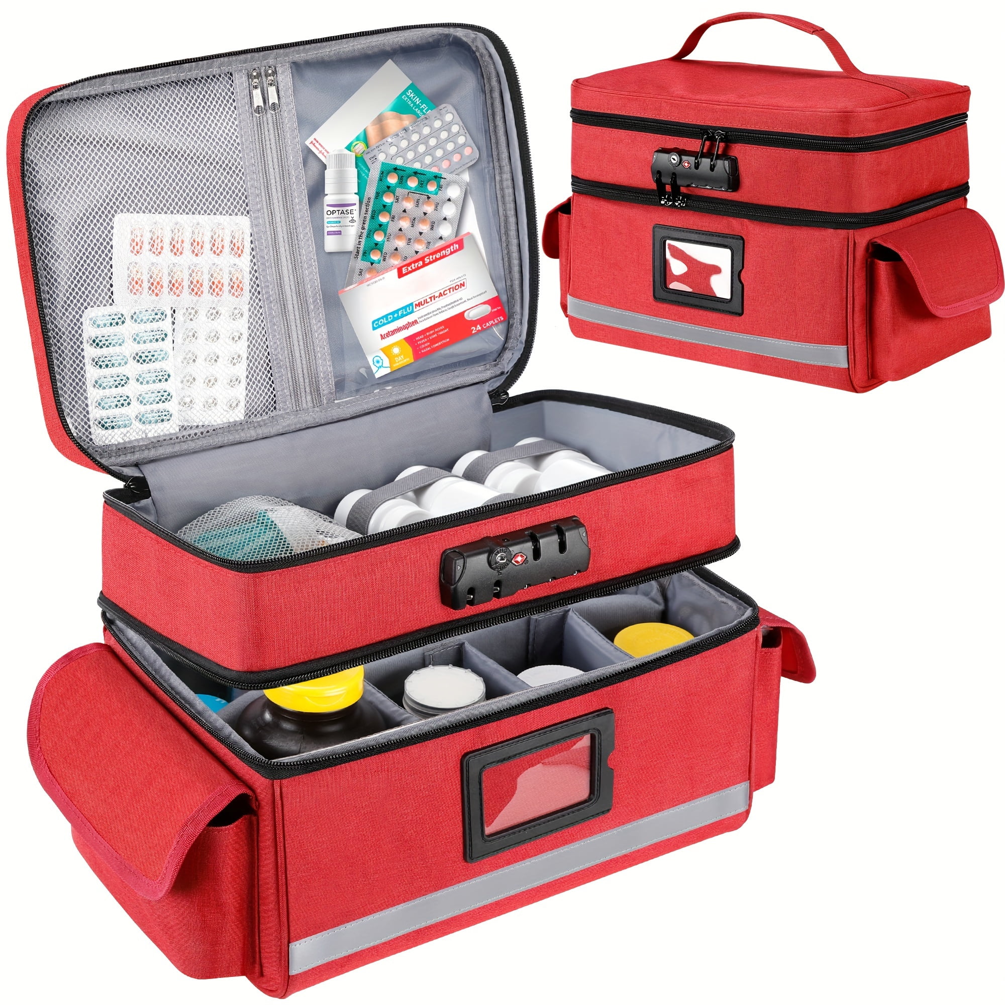 Extra-Large Lockable Pill Bottle Organizer Bag with Combination Lock ...
