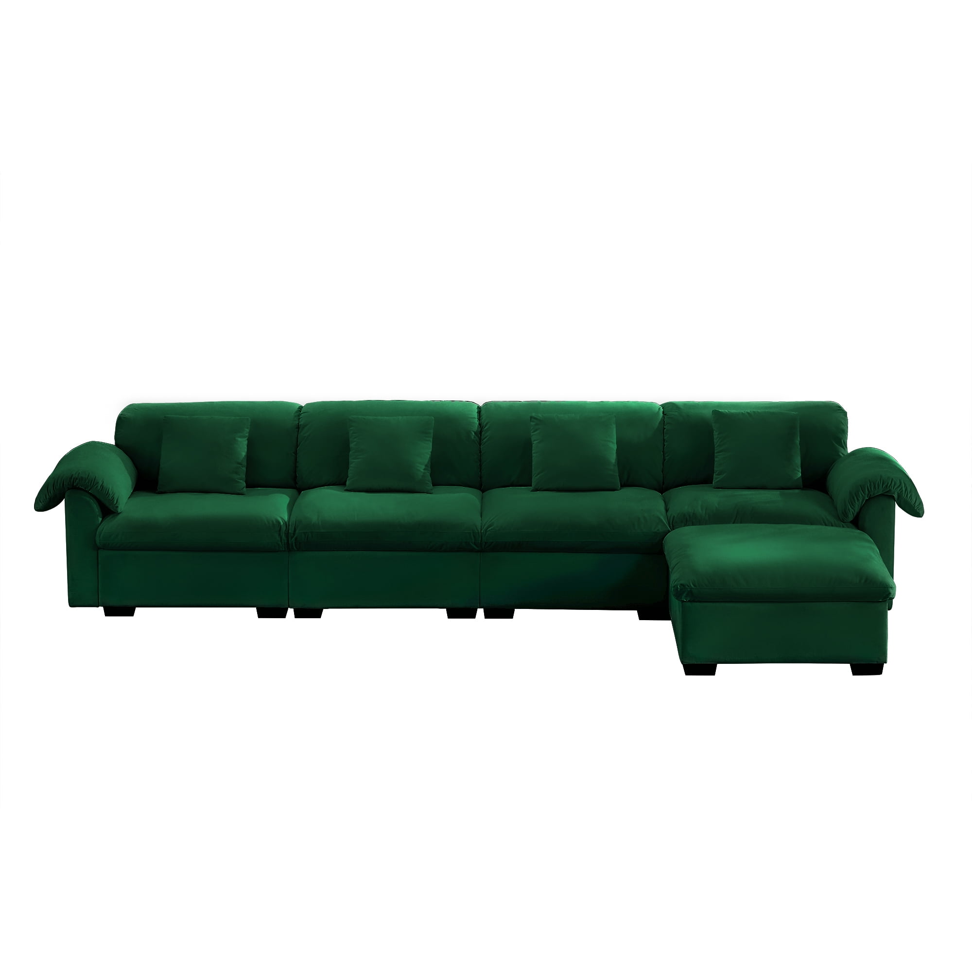 Extra Large and Long Oversized Sofa , L Shaped Sectional Cloud Couch with Fluffy Amrest Pillows ...